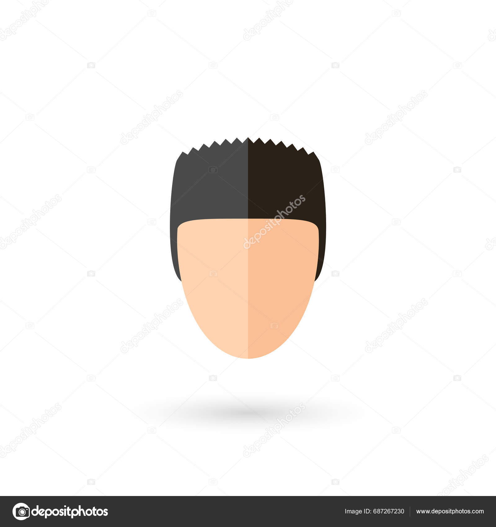 Ícone Avatar Cabeça Sem Rosto Masculino Com Penteado Preto Ilustração ...