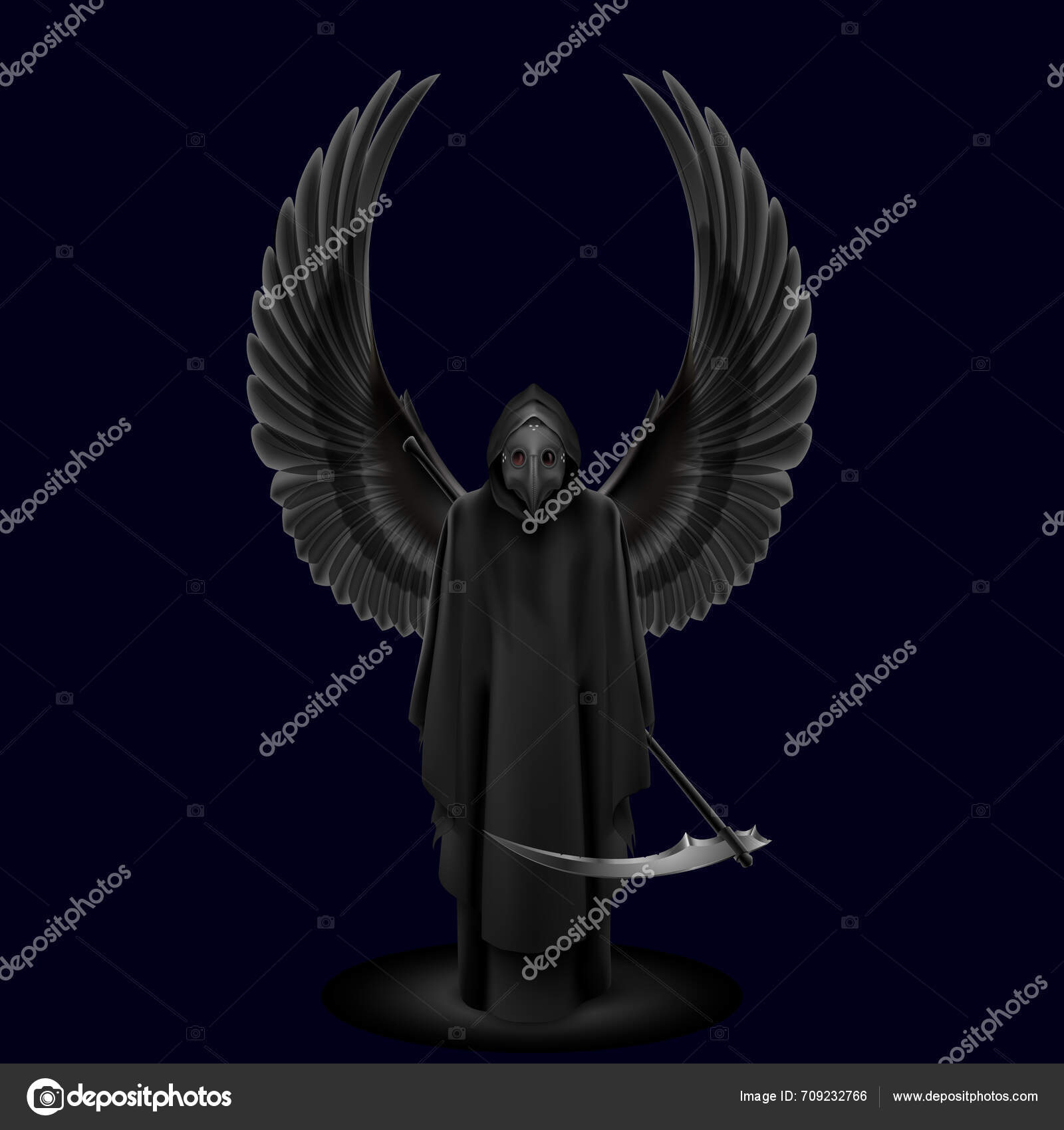 Plague Doctor Two Wings Medieval Death Symbol Plague Doctor Mask Stock ...