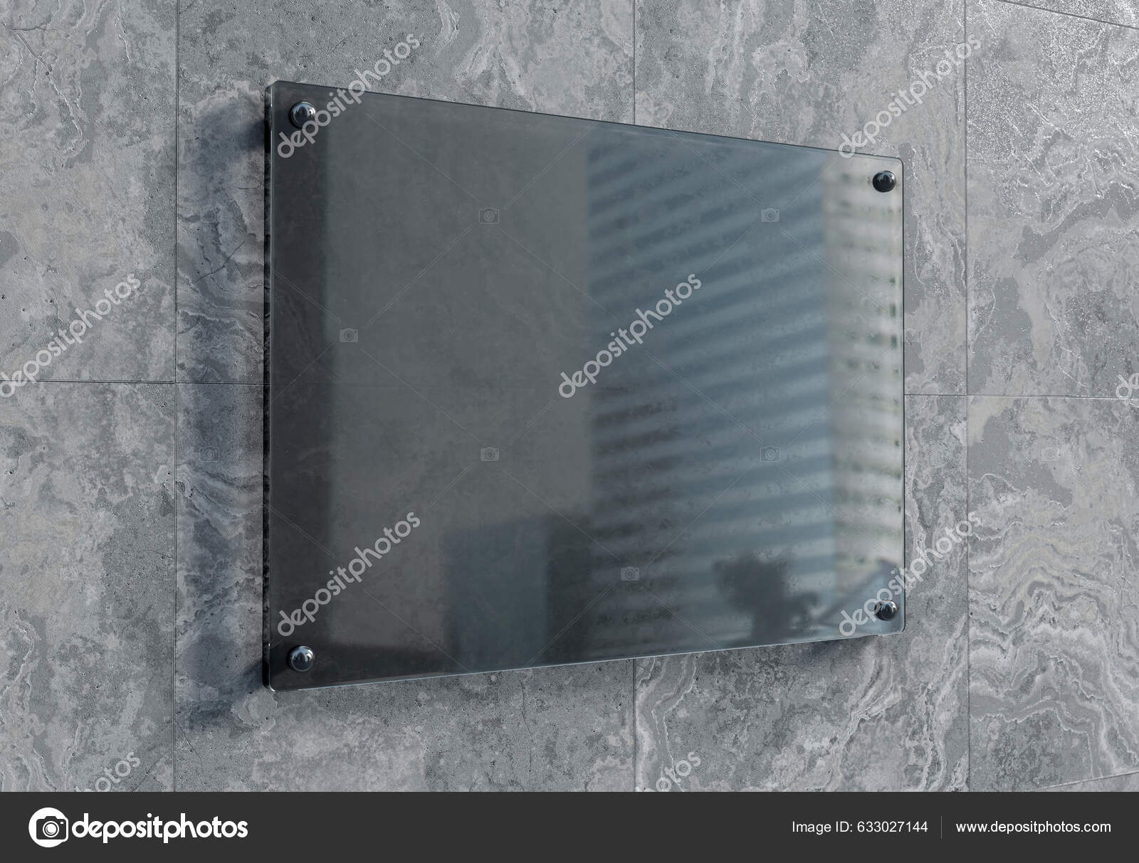 Empty Transparent Glass Sign Plate Wall Mockup Template Blank Plastic ...