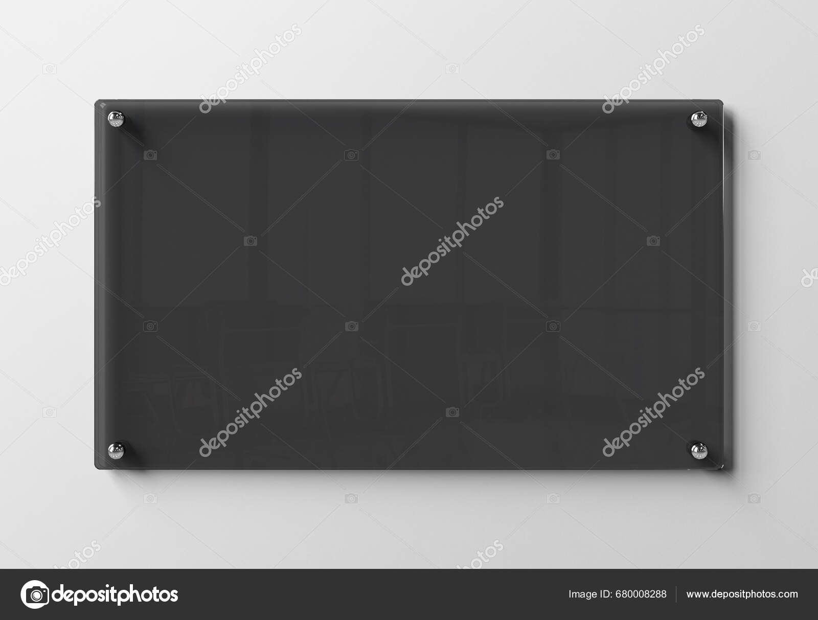 Transparent Glass Sign Plate White Wall Mockup Blank Business Plate ...