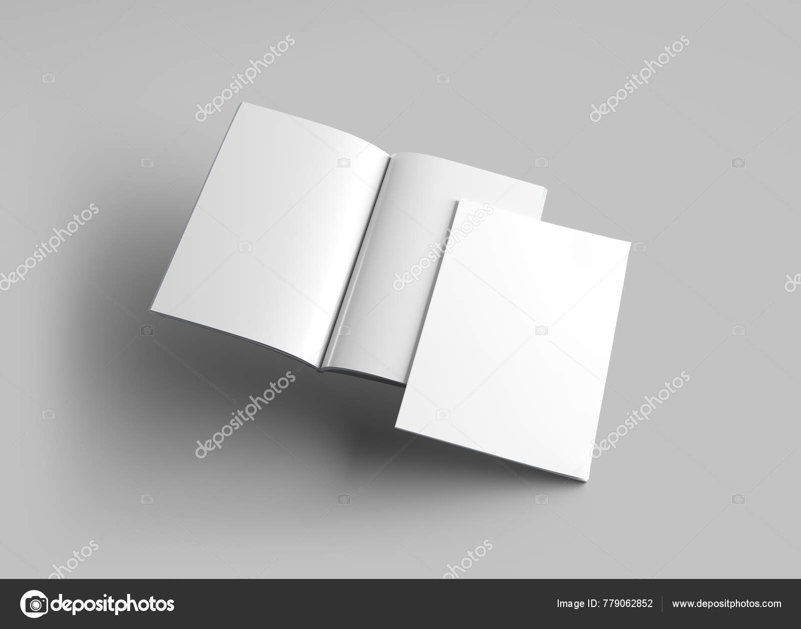 Isolated Magazine Cover Open Magazine Mockup White Soft Shadows ...