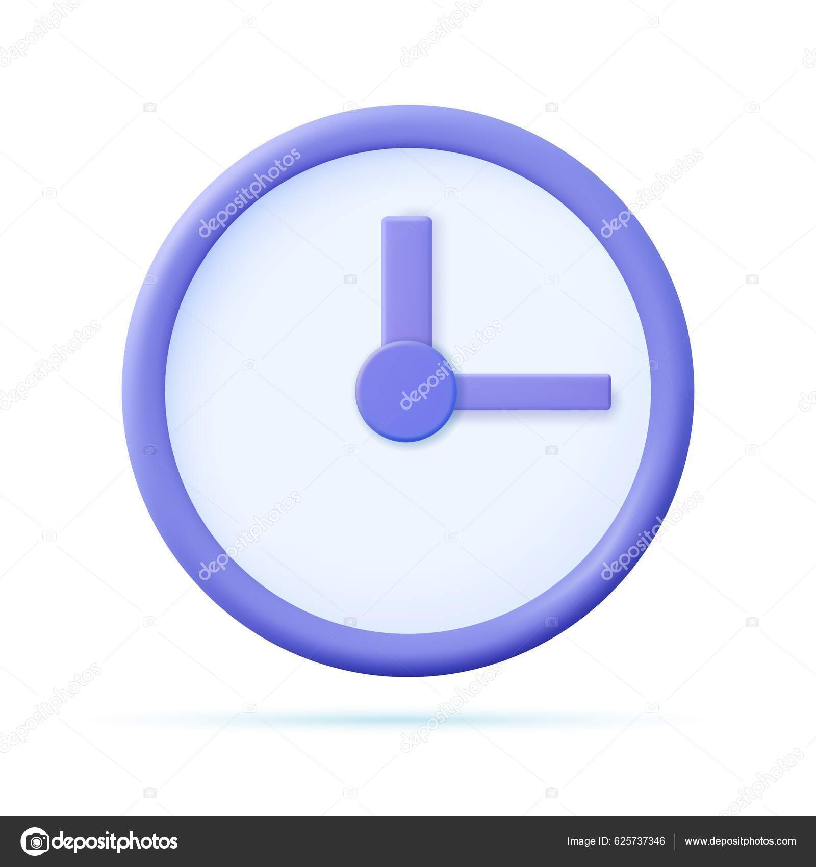 Clock Icon White Background Cartoon Minimal Style Time Keeping ...