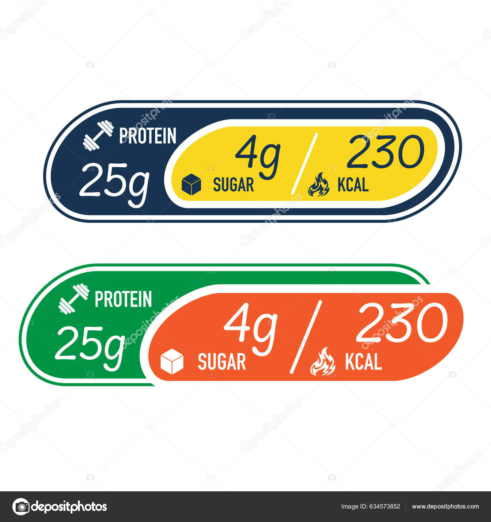 Stickers Food Bar Energy Drink Value Protein Sugar Calories Stock ...