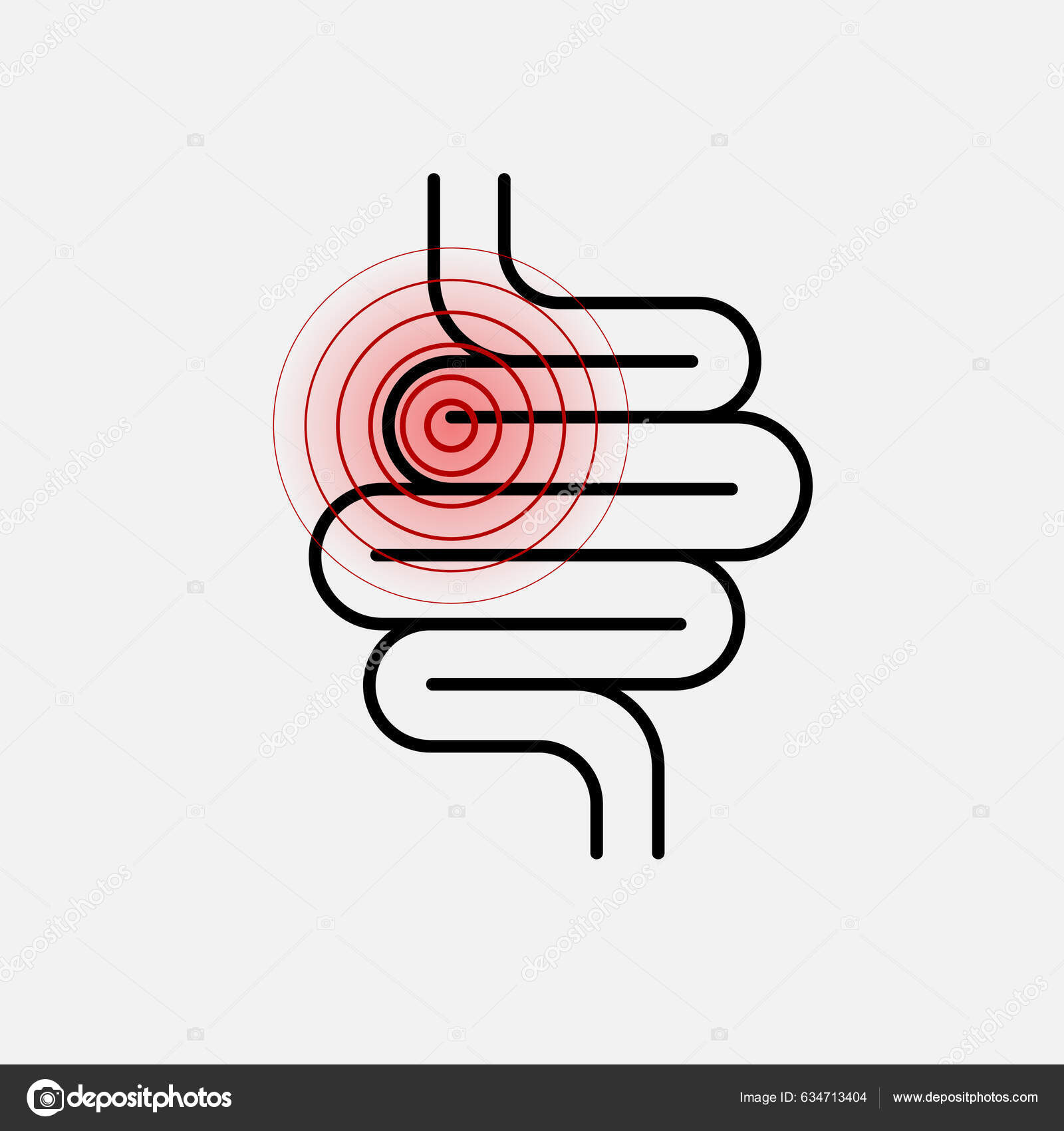 Abstract Intestine Pain Icon Red Circles Epicenter Isolated White ...