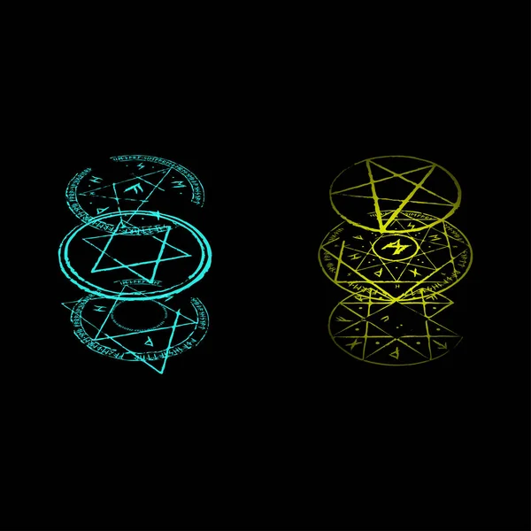 Bright Purple Magic Symbol Triangles Viking Runes Isolated White ...