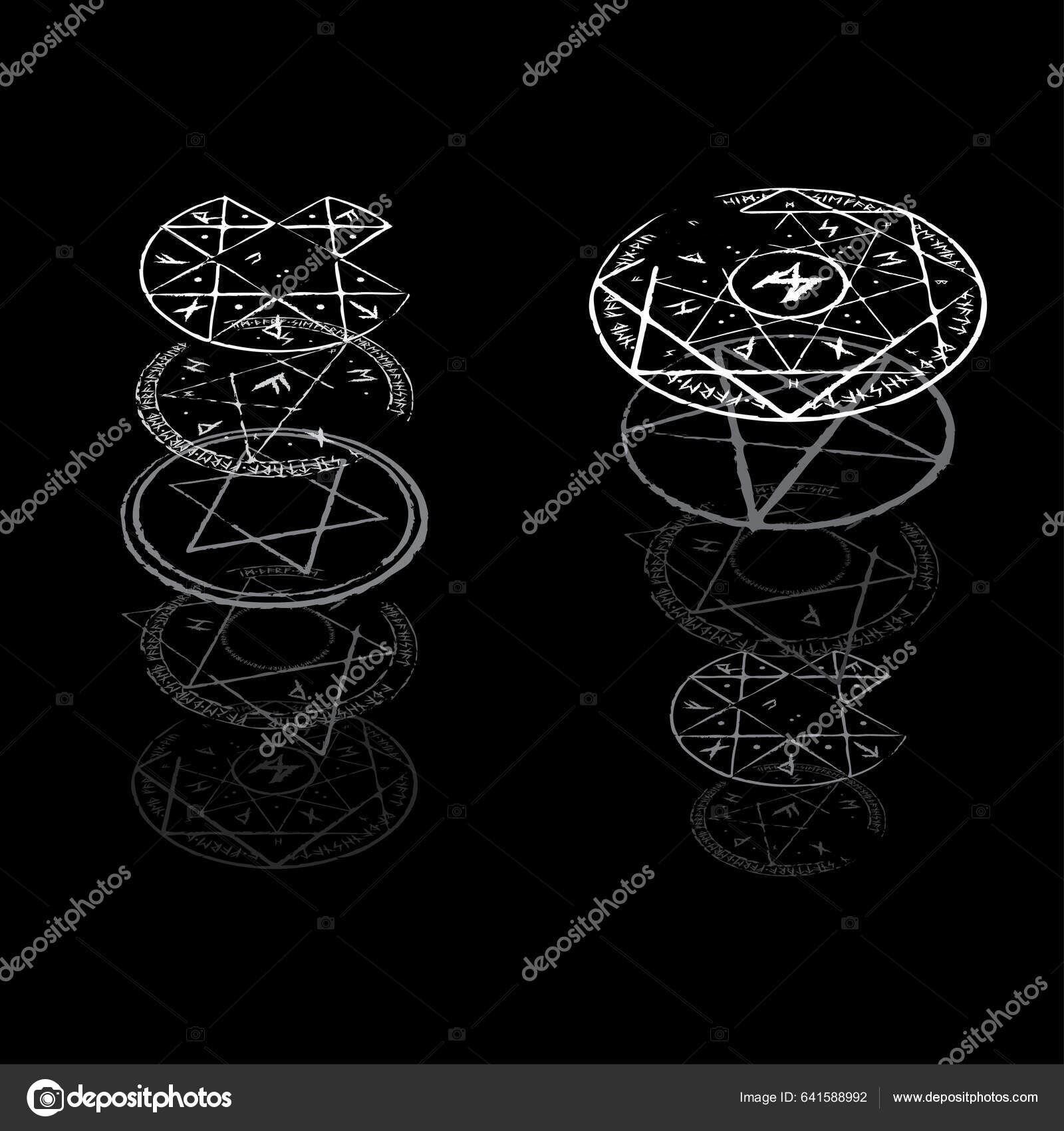 Bright Grey Magic Symbol Triangles Viking Runes Isolated Black ...