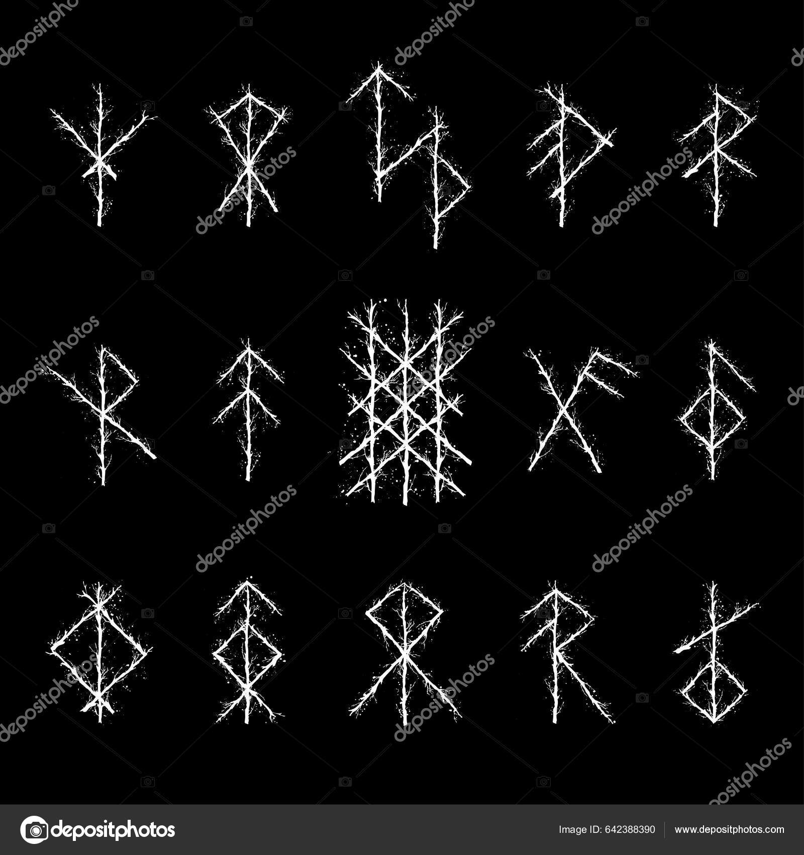 Textura Madera Con Runa Corteza Escandinava Abstracta Con Ramas Hojas ...