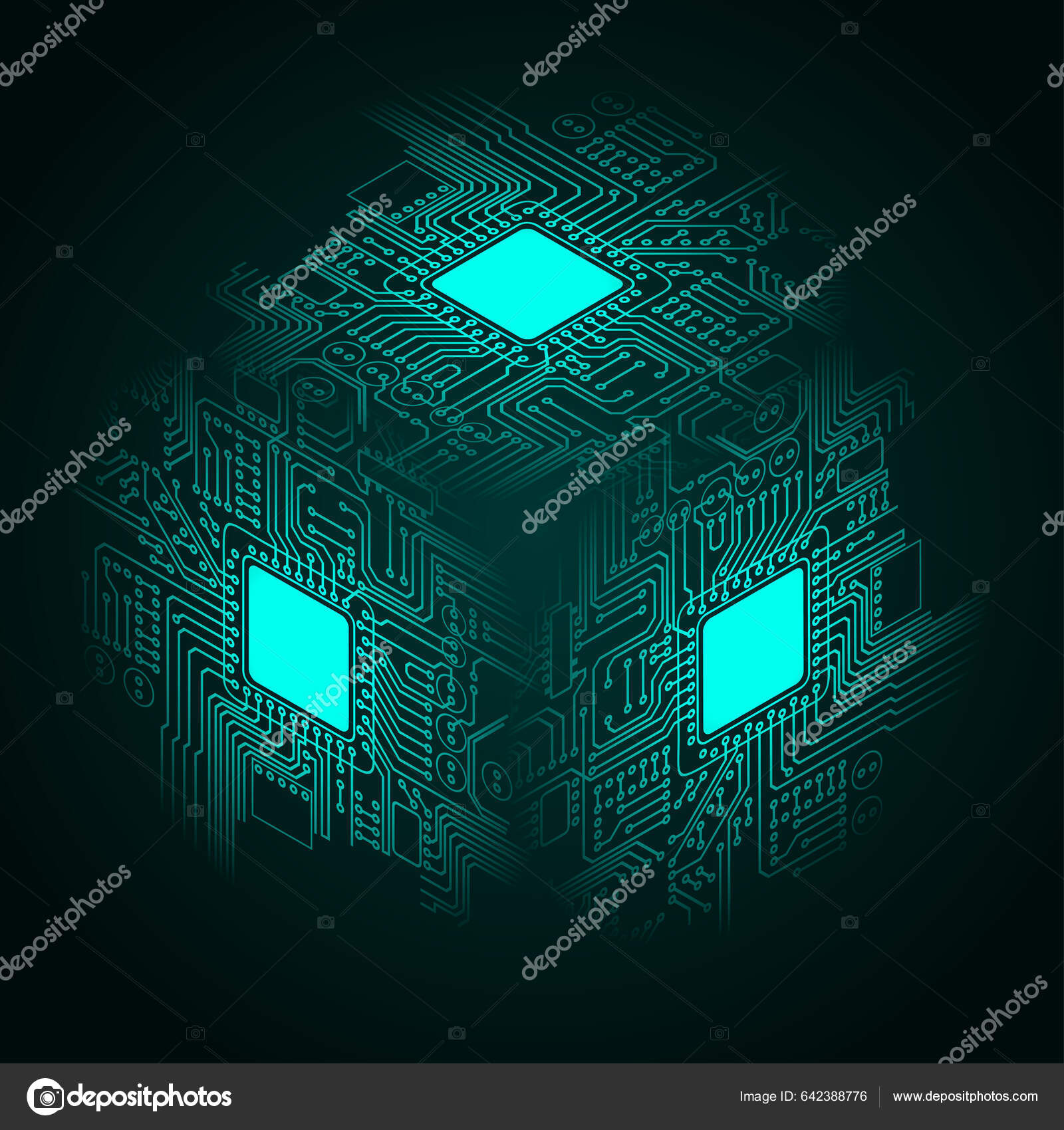 Green Blockchain Background Electrician Circuit Blocks Green Computer ...