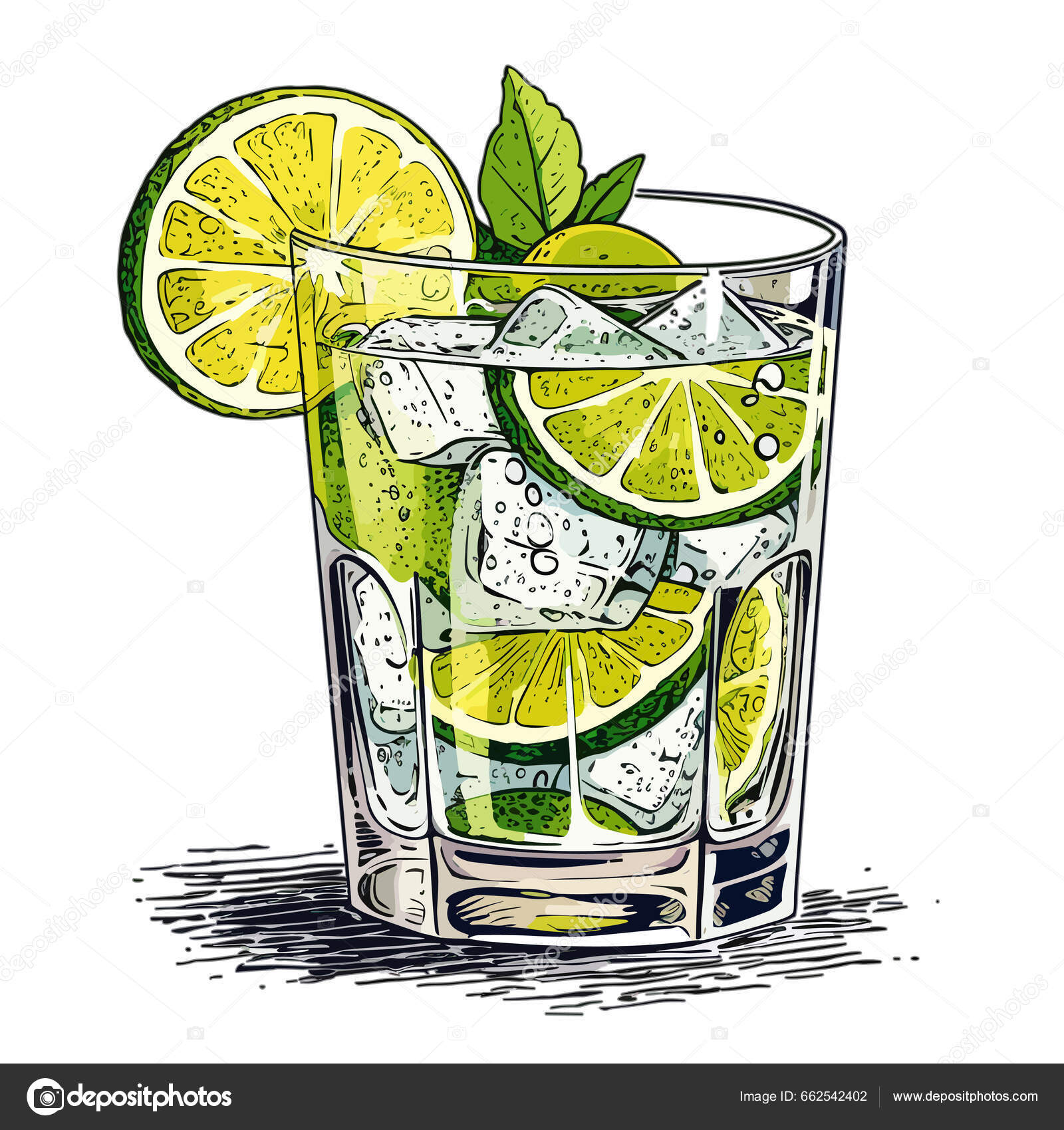 Gin Tonic Colourful Illustration Stock Vector by ©urbanbuzz 662542402