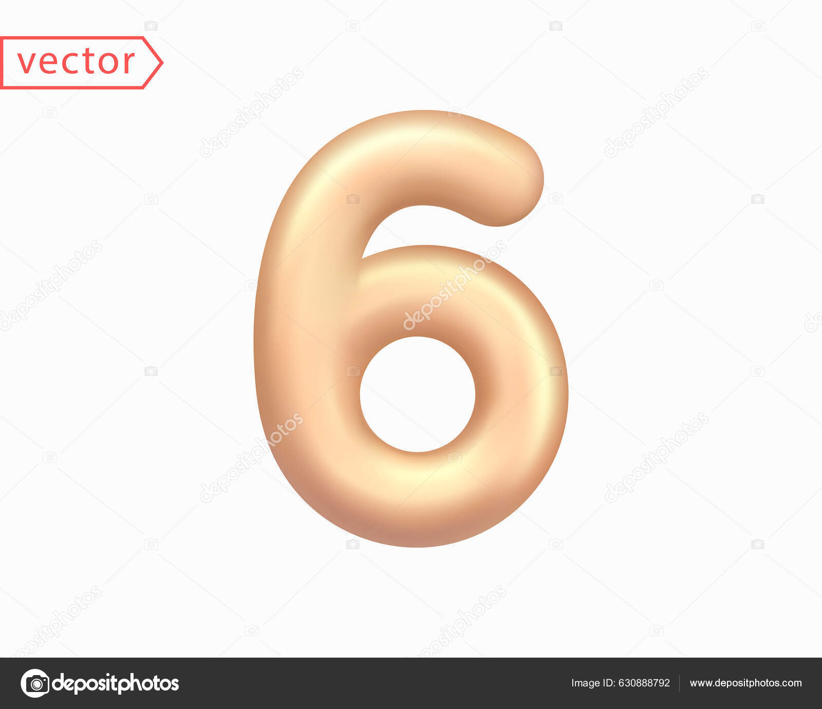 Dourado Número Árabe Número Seis Entrar Cor Ouro Símbolo Brilhante ...