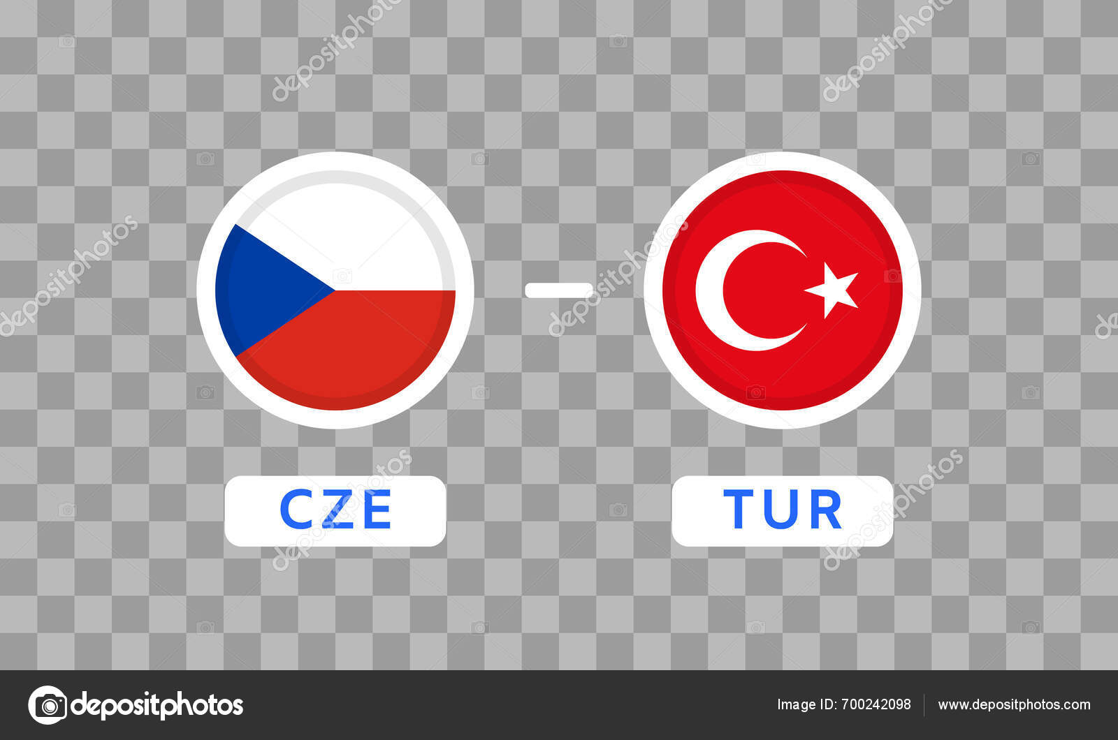 Czech Turkey Match Design Element Flag Icons Isolated Transparent ...