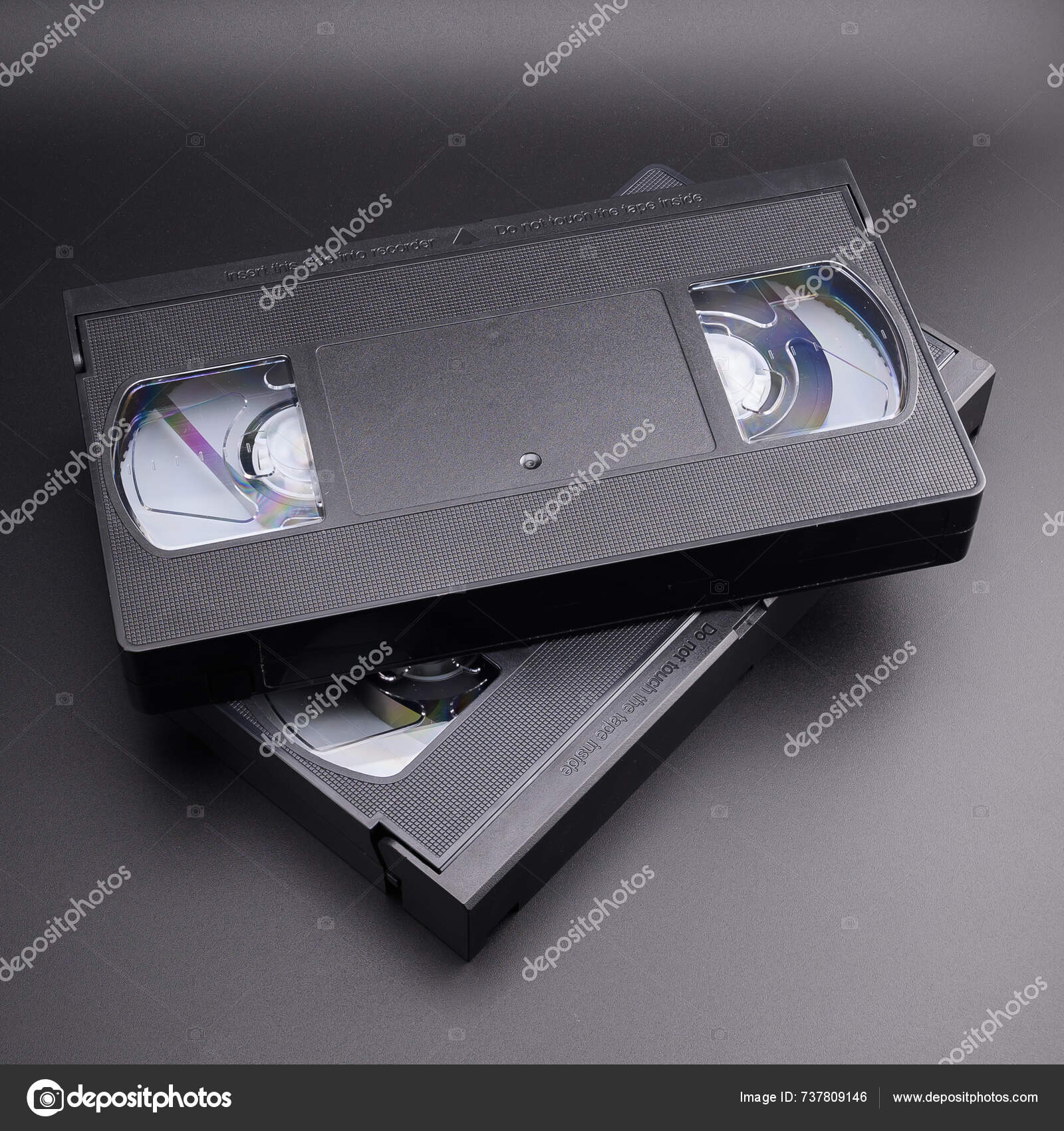 Two Old Retro Black Vhs Video Cassettes Close Black Background — Stock ...