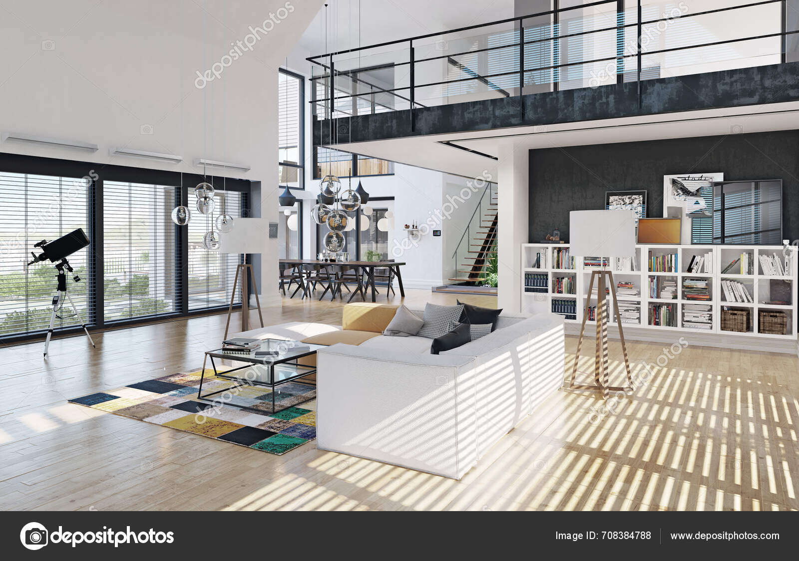 Modern House Interior Rendering Design Concept — Stock Photo ...