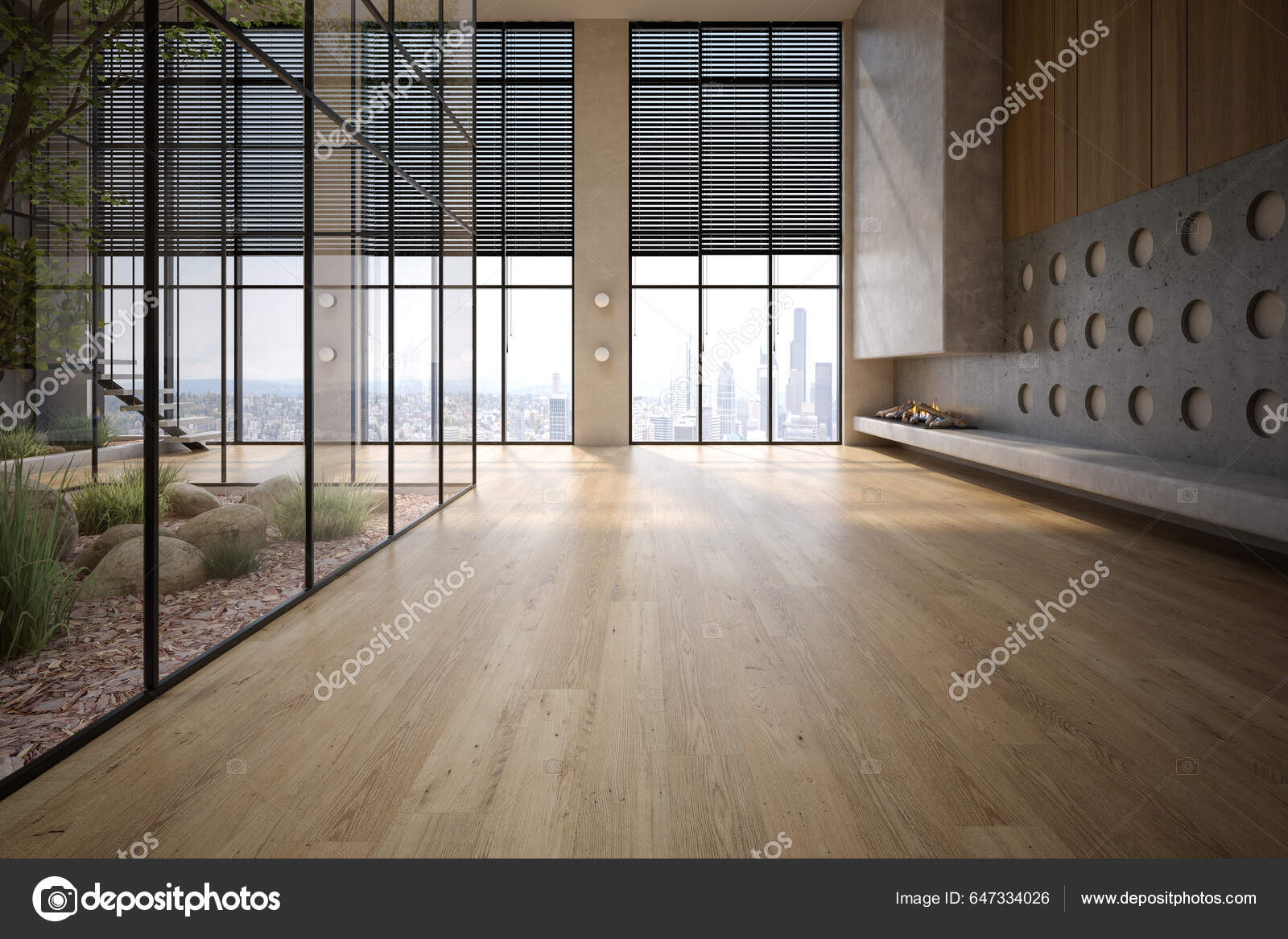 Modern Style Conceptual Interior Empty Room Illustration — Stock Photo ...