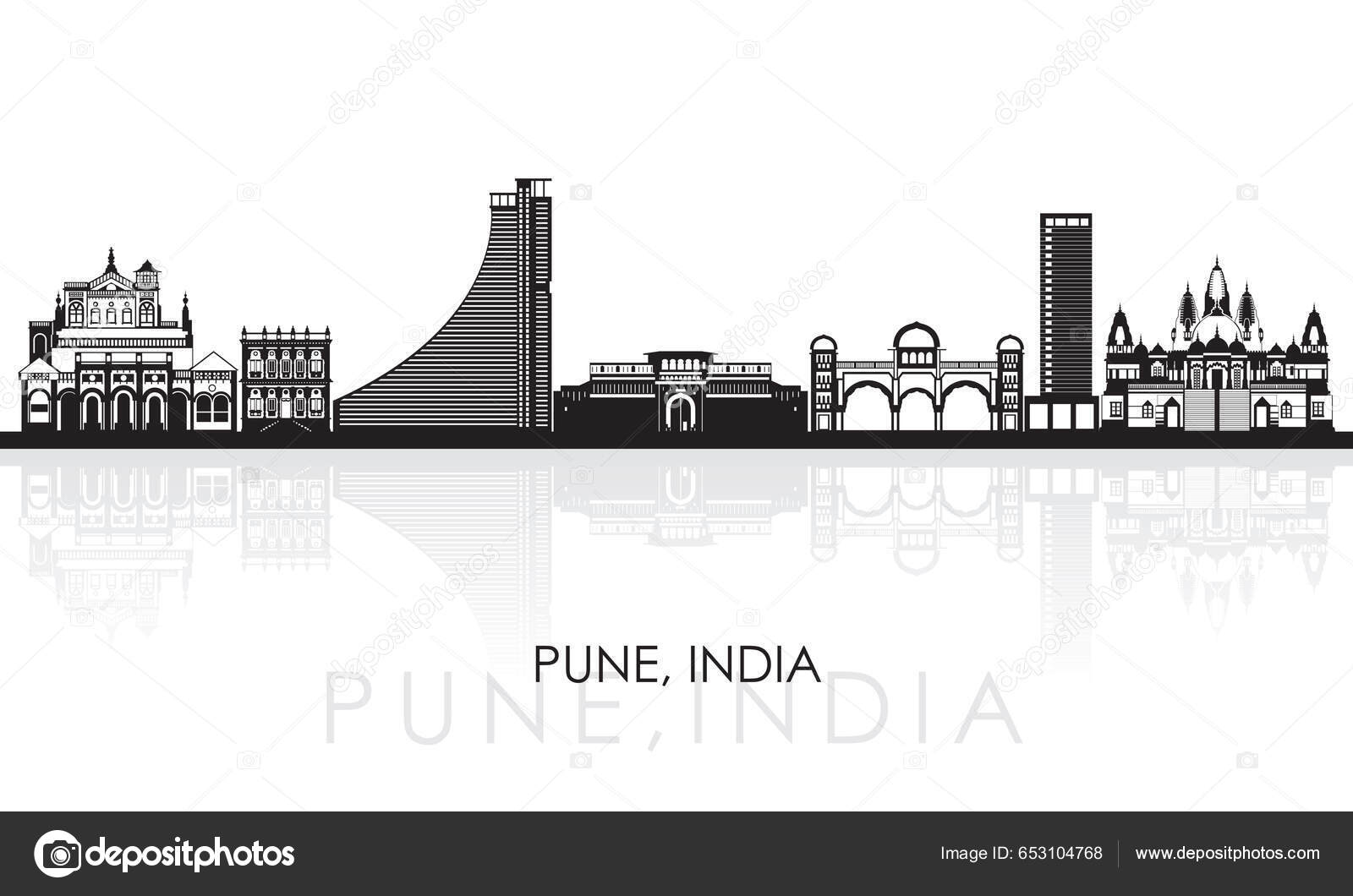 Silhouette Skyline Panorama City Pune India Vector Illustration Stock ... Silhouette Skyline Panorama City Pune India Vector Illustration Stock ...