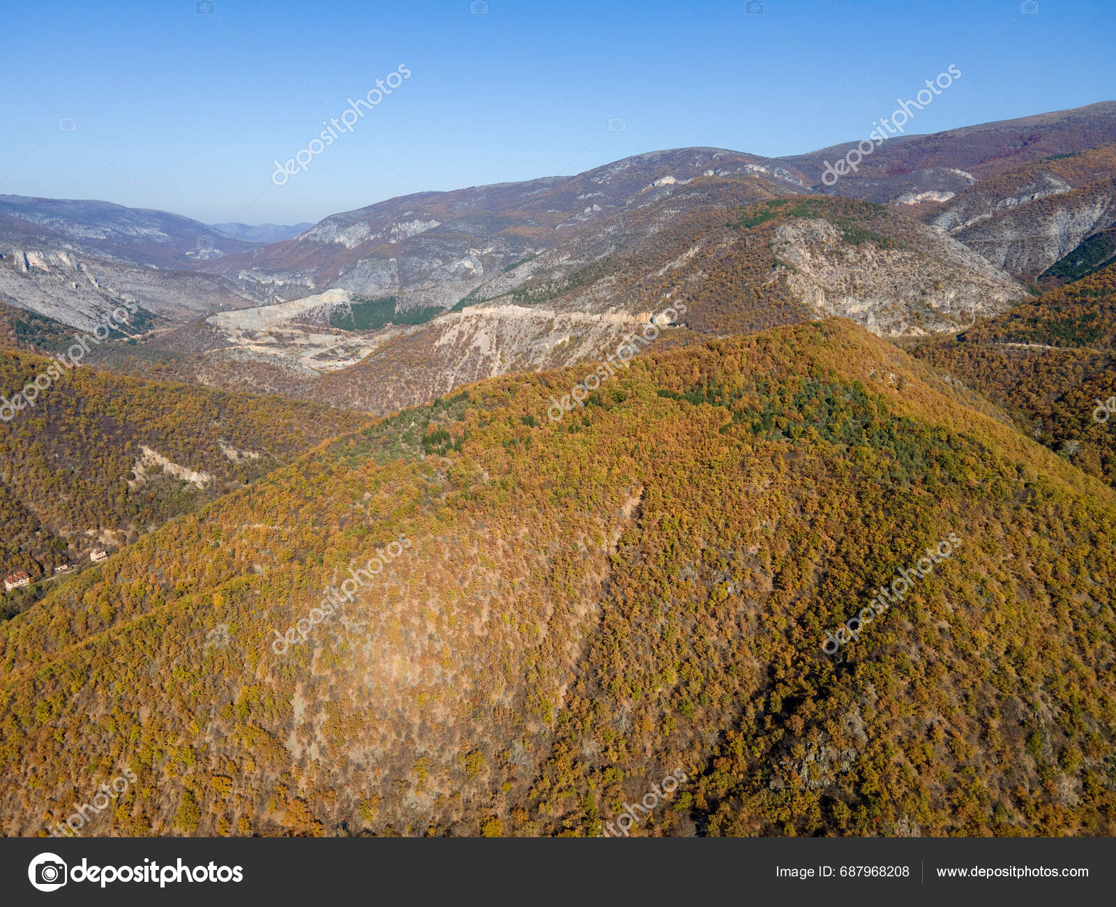 Aerial Autumn View Zemen Gorge Kyustendil Region Bulgaria — Stock Photo ...