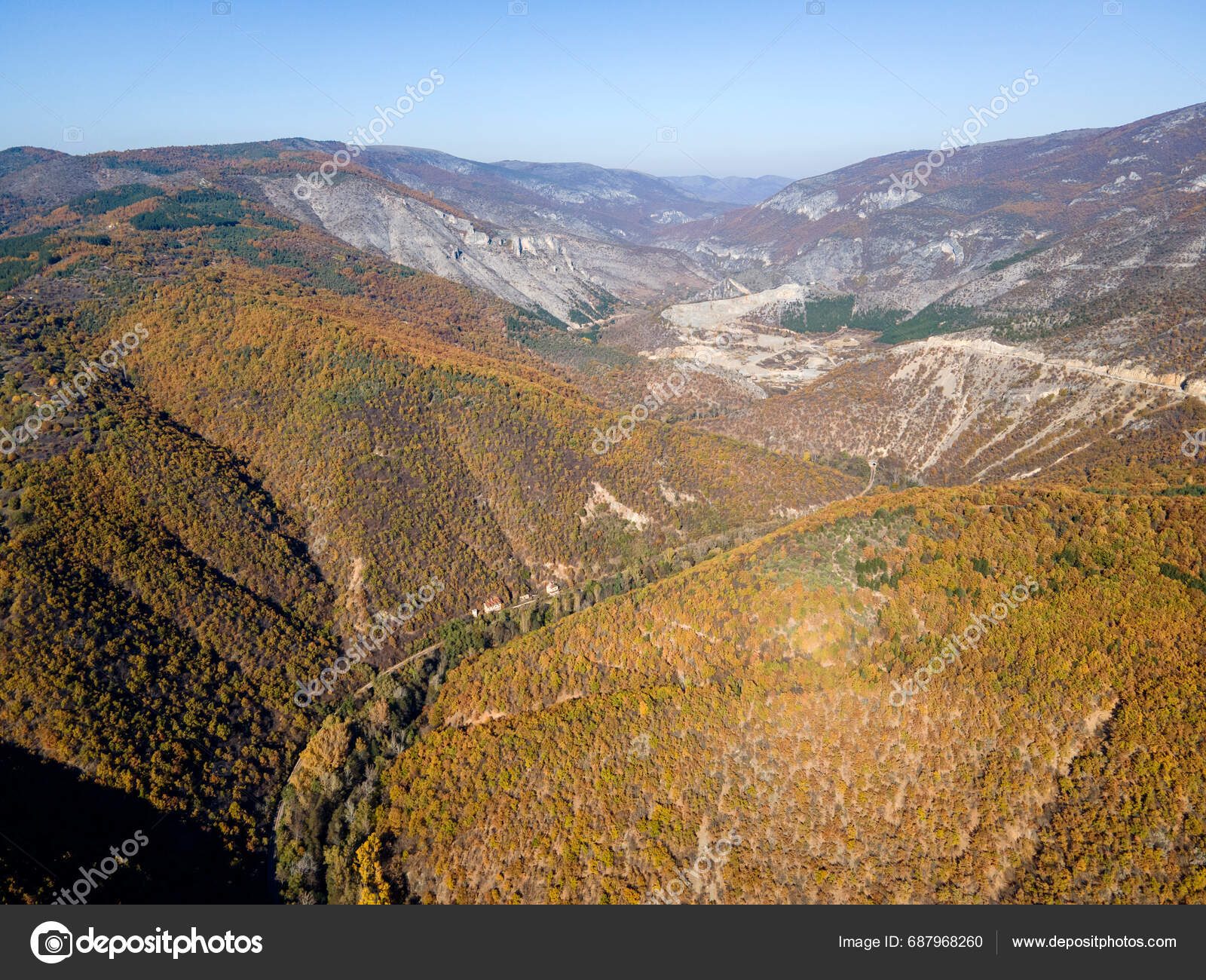 Aerial Autumn View Zemen Gorge Kyustendil Region Bulgaria — Stock Photo ...