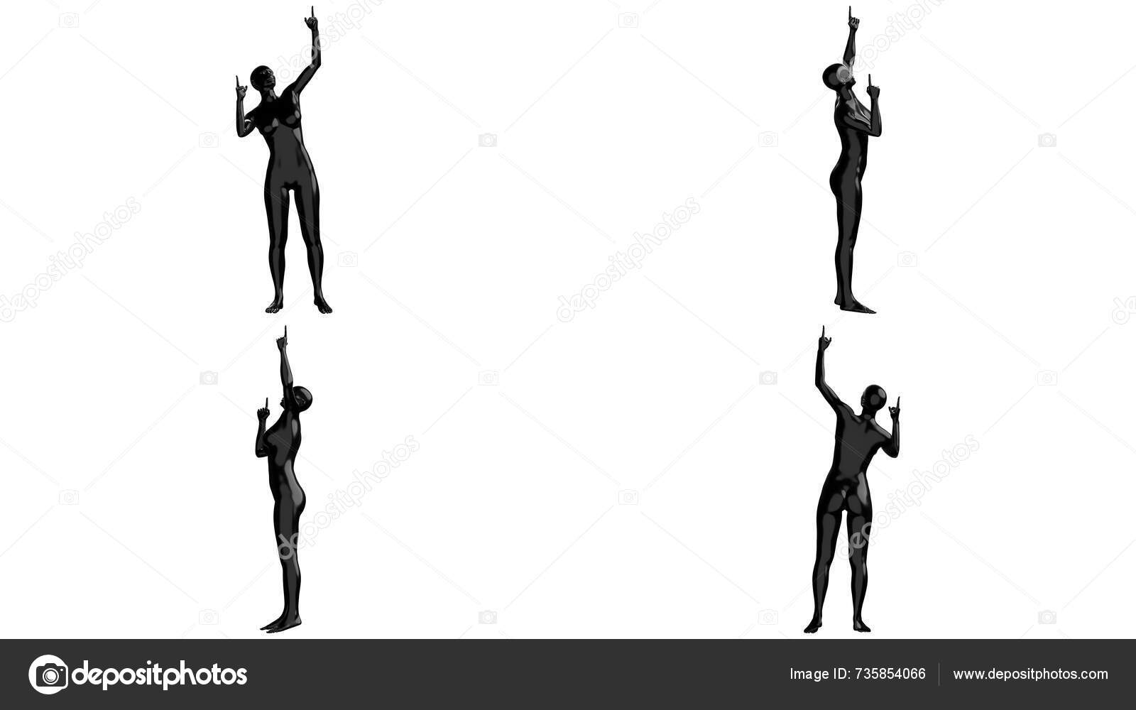 Black Female Mannequin Pointing Upward Isolated White Background ...