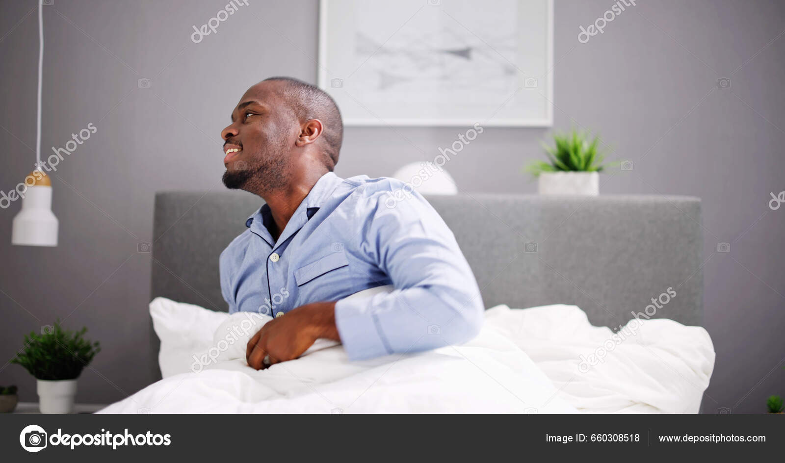 Man Waking Up Happy