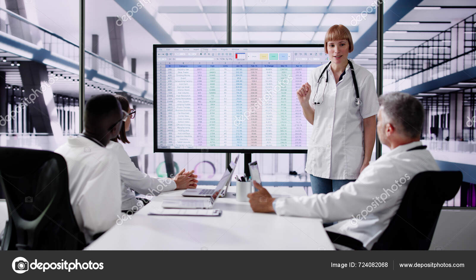 Doctor Showing Medical Codes Training Presentation Hospital — Stock ... Doctor Showing Medical Codes Training Presentation Hospital — Stock ...