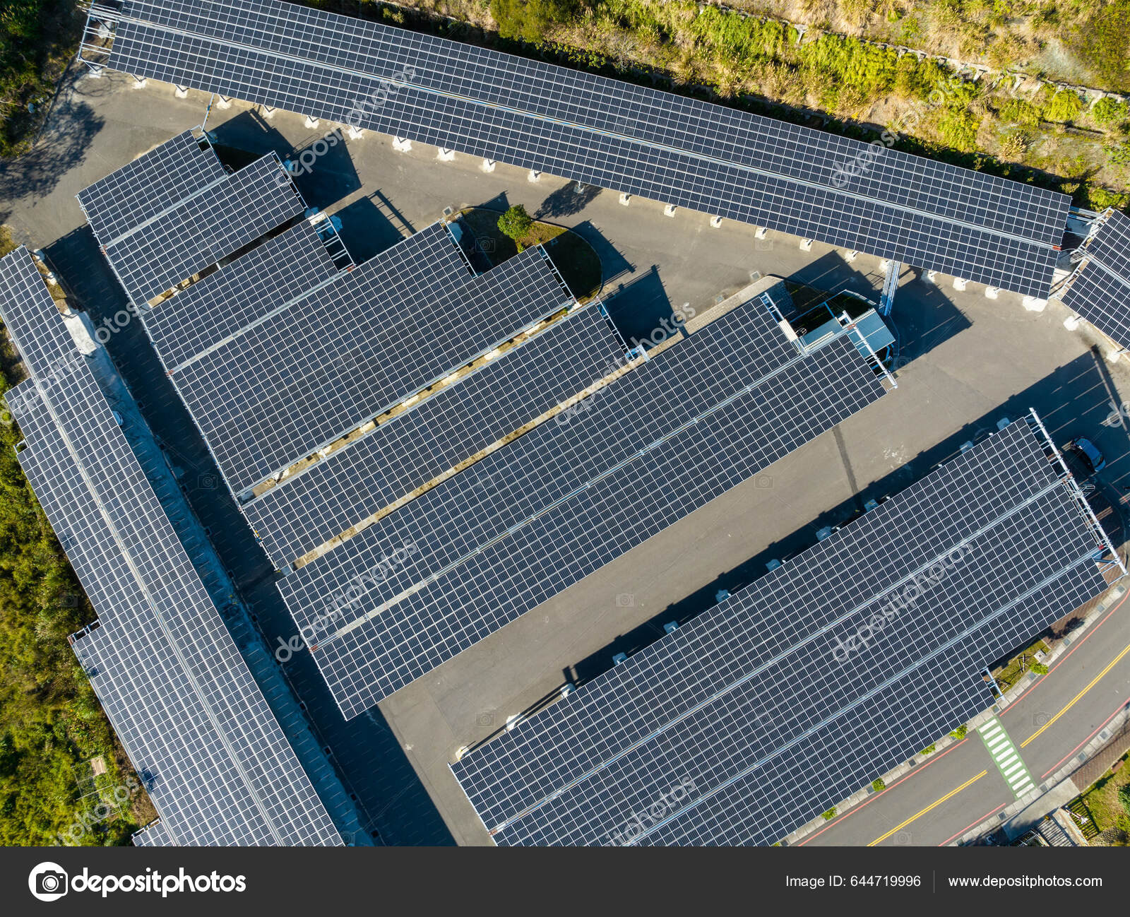Top View Solar Panel Roof Top — Stock Photo © leungchopan #644719996