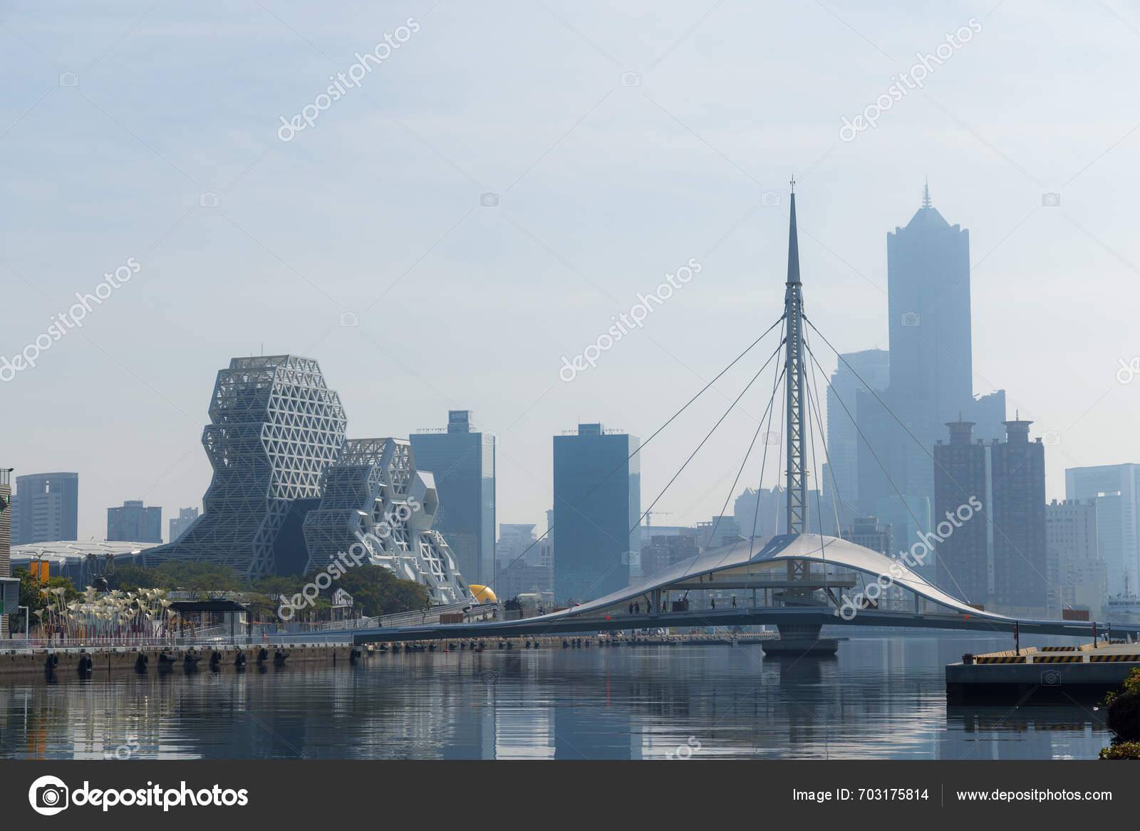 Taiwan February 2024 Scenery Great Harbor Bridge Port Kaohsiung Taiwan ...