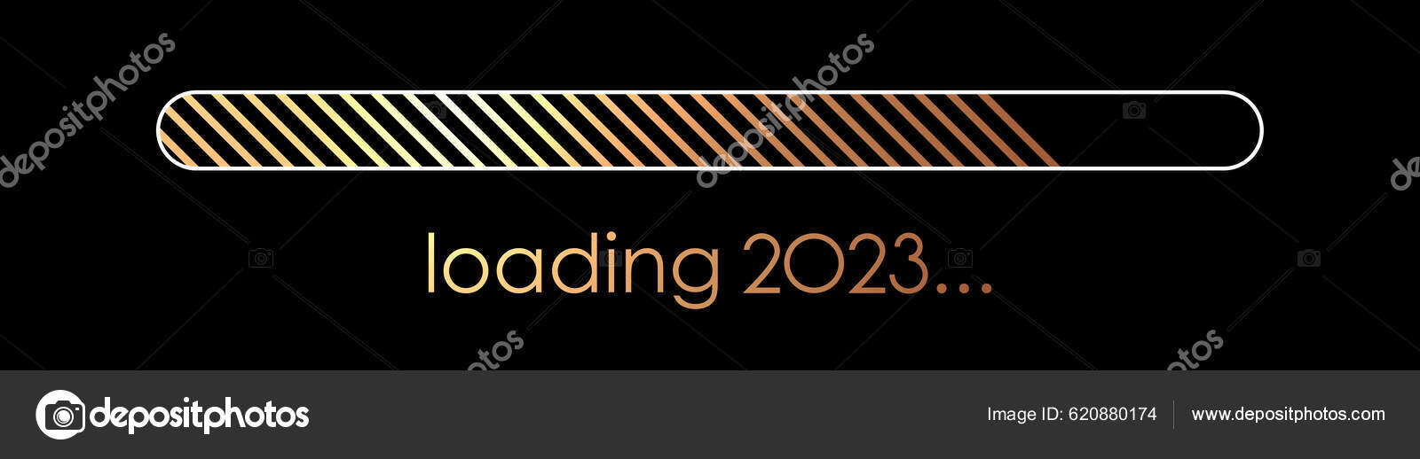 Golden Isolated 2023 Loading Bar Black Background Premium Luxury Design ...