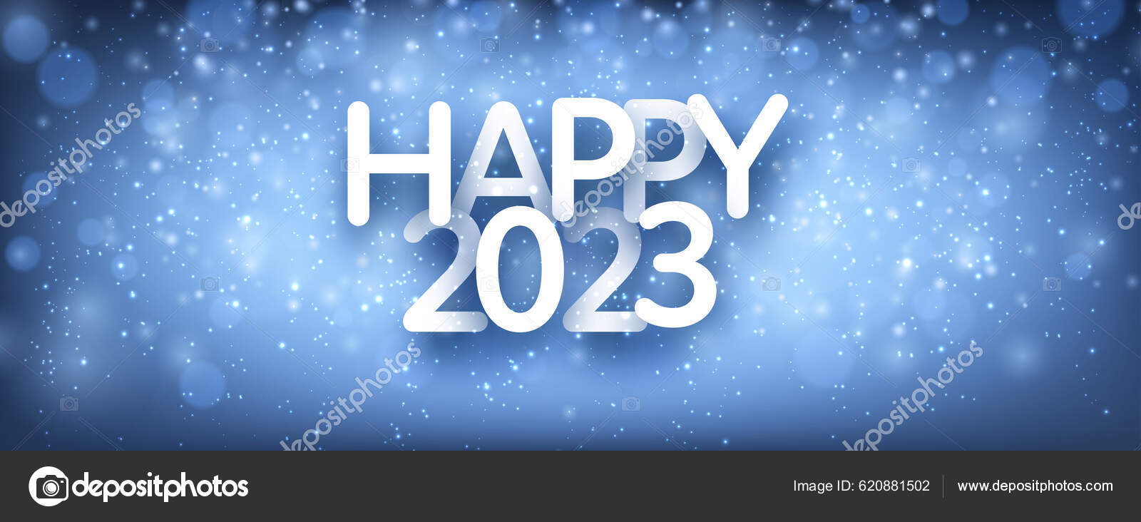 Banner Happy 2023 Sign Blue Background Snow Vector Winter Illustration ...