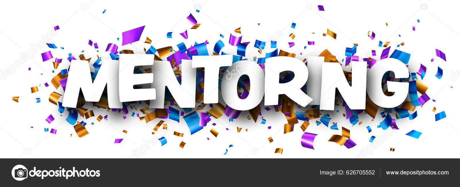 Mentoring Sign Cut Ribbon Confetti Background Vector Illustration Stock ...