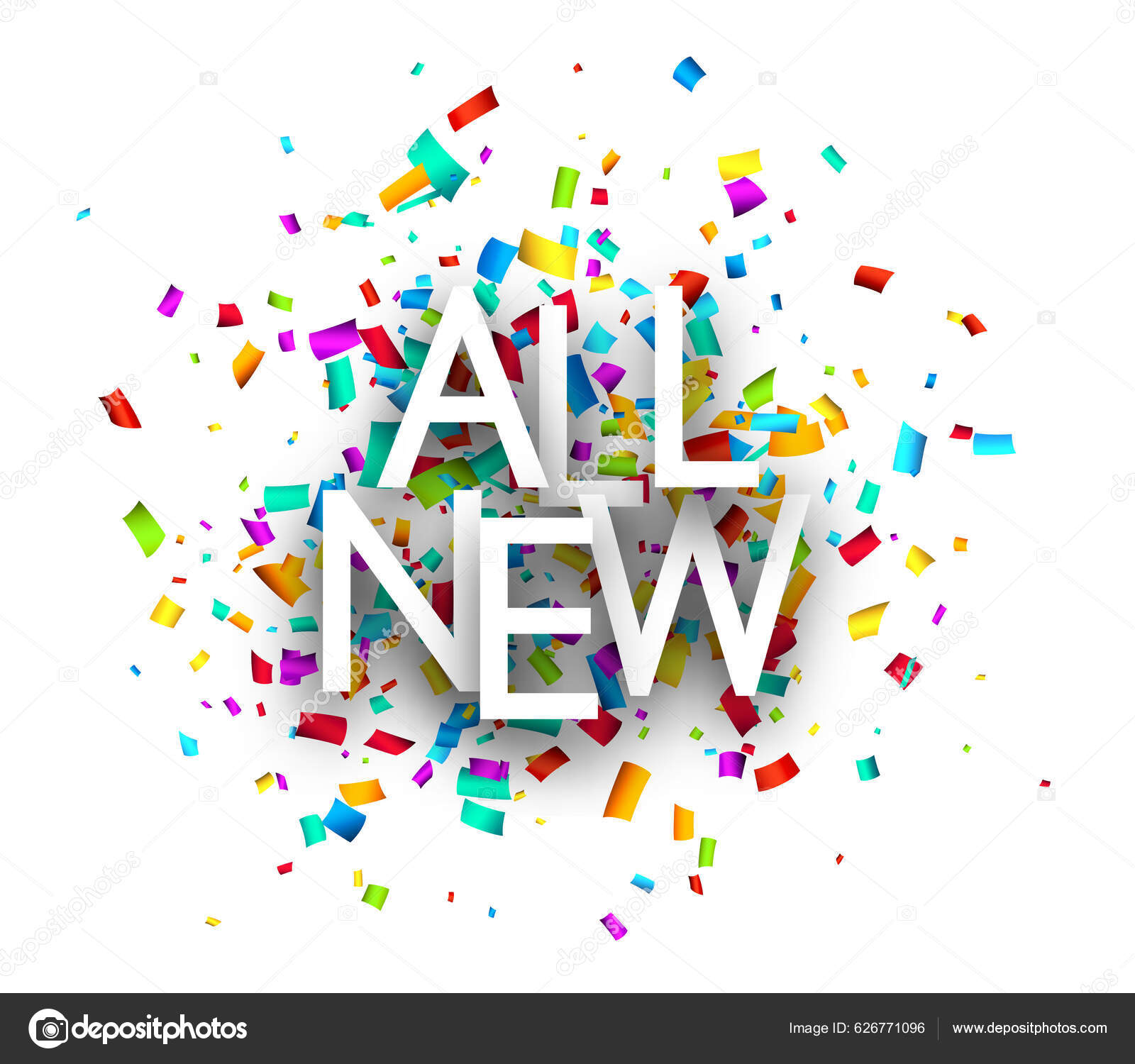 All New Sign Colorful Foil Cut Ribbon Confetti Background Design Stock ...