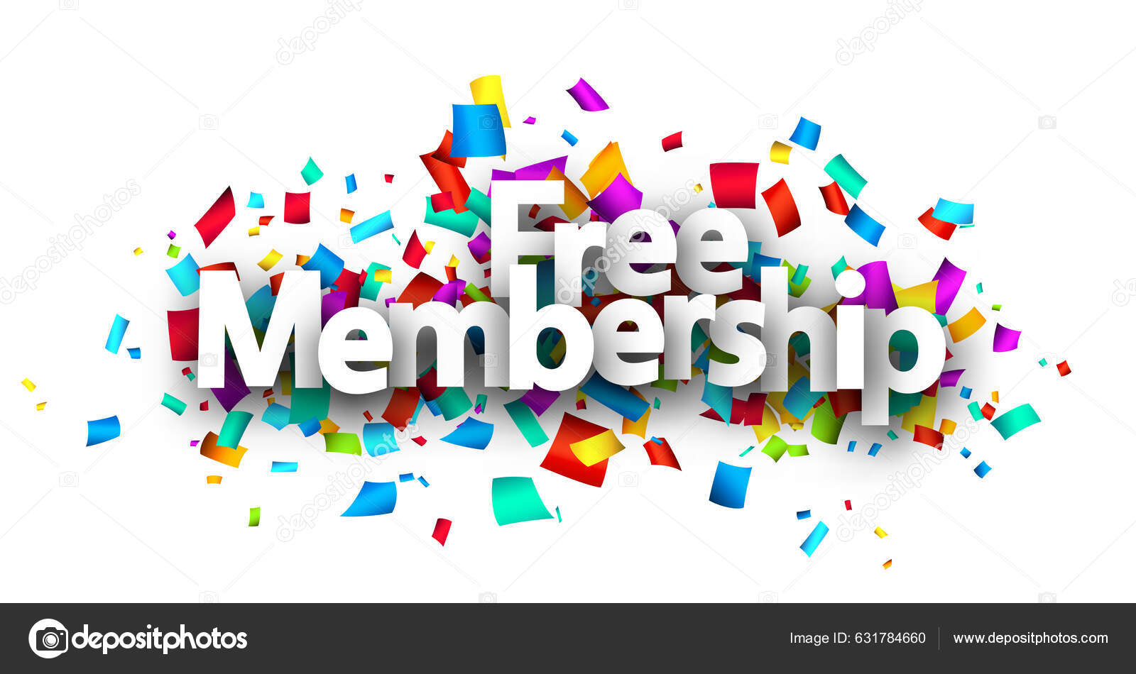 Free Membership Sign Cut Out Colorful Ribbon Confetti Background Design ...