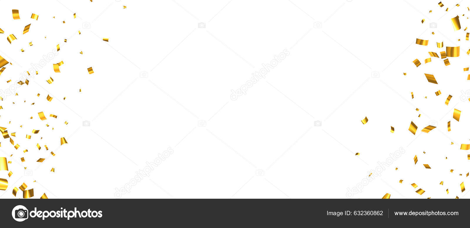 Golden Cut Out Foil Ribbon Confetti Frame Background Design Element ...