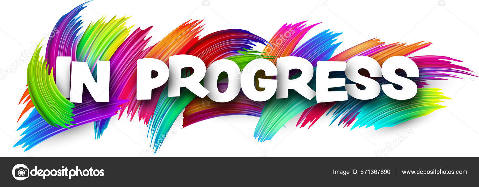 Progress Paper Word Sign Colorful Spectrum Paint Brush Strokes White ...