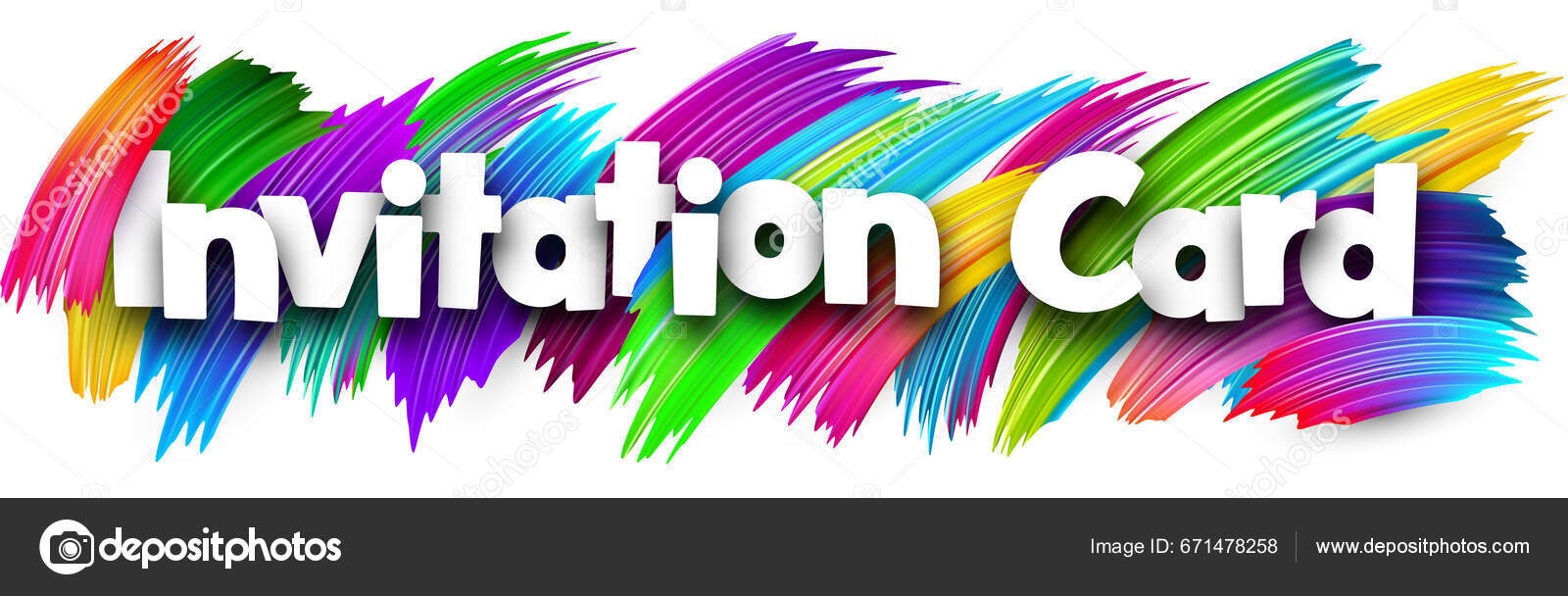Invitation Card Paper Word Sign Colorful Spectrum Paint Brush Strokes ...