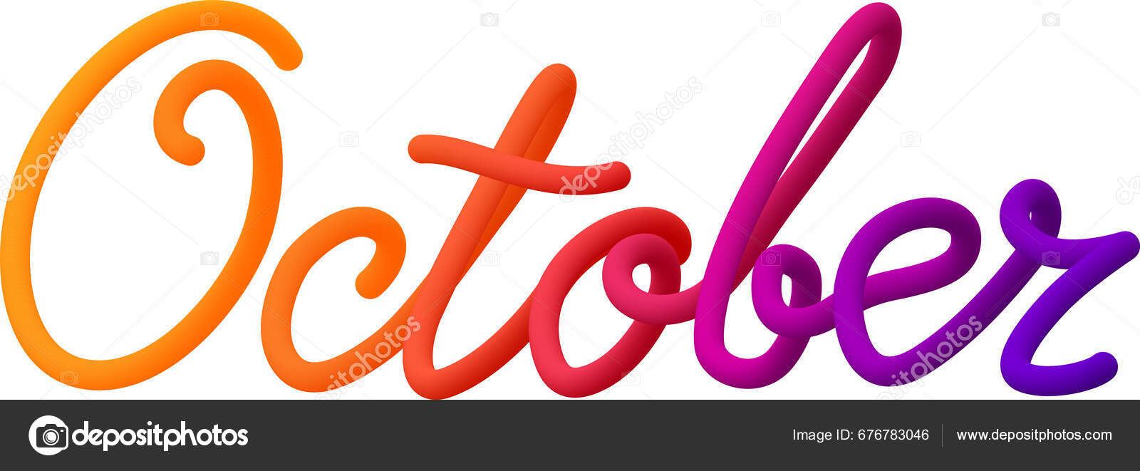 October Fluid Text Dynamic Curved Lines Made Blended Colorful Circles ...