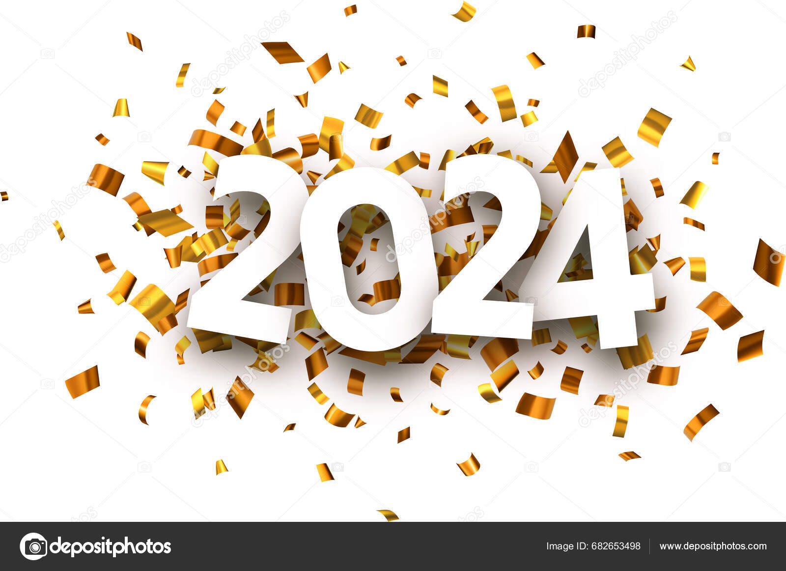 New Year 2024 Paper Numbers Calendar Header Glittering Background Made ...