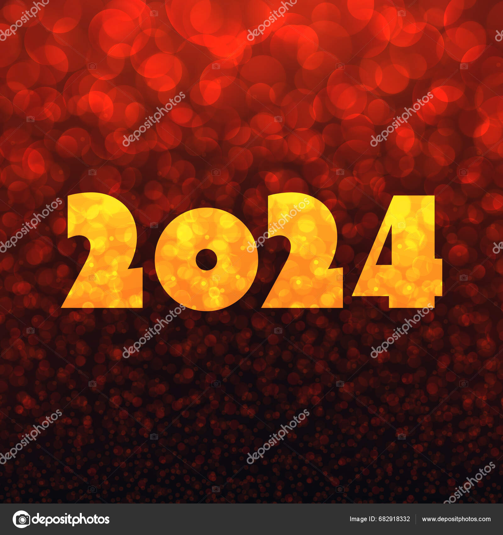 Nový Rok 2024 Žlutá Čísla Jasně Červeném Čtverci Texturované Pozadí ...