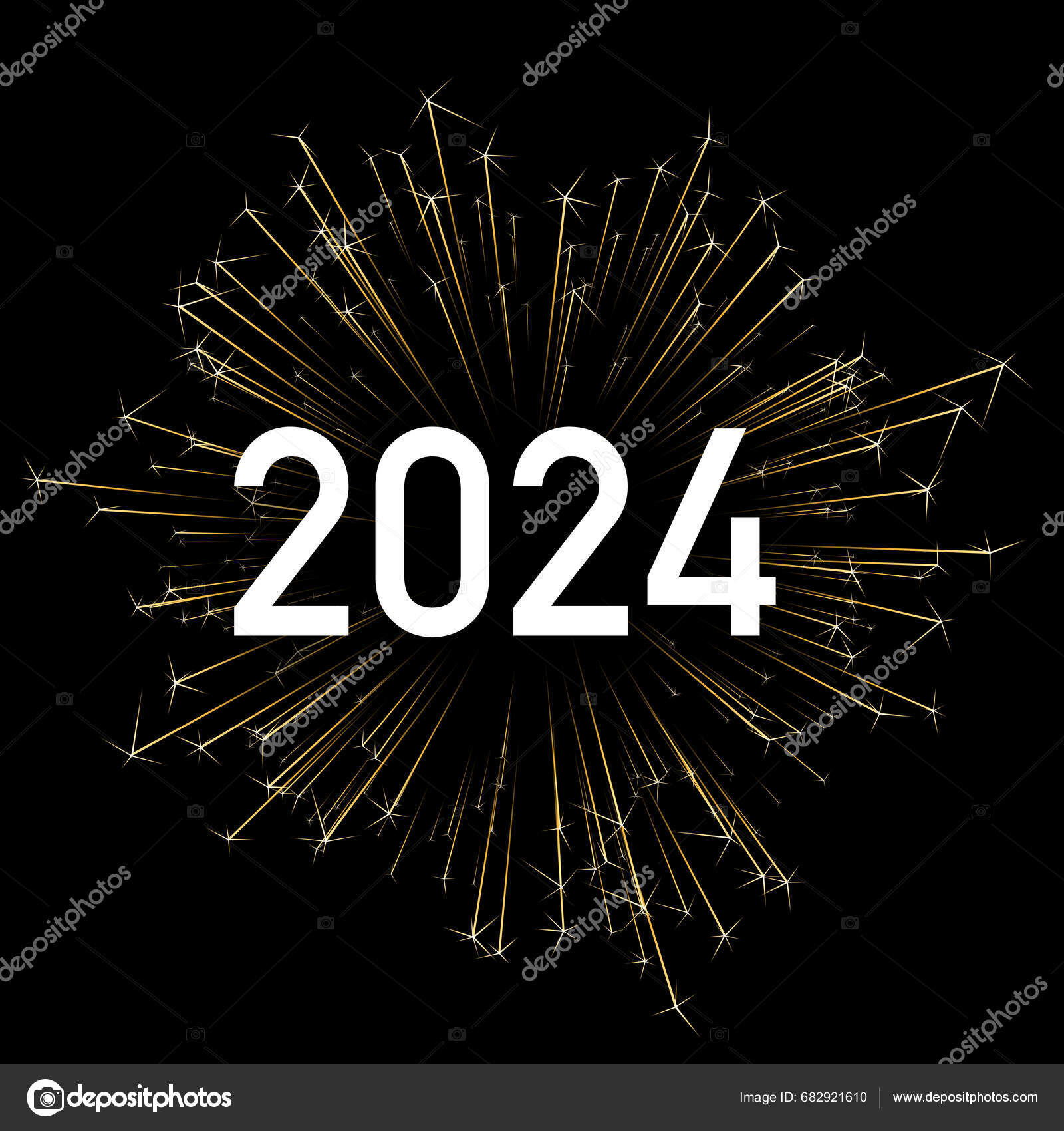 Nový Rok 2024 Papírové Čísla Pro Kalendář Pozadí Explodující Zlaté ...