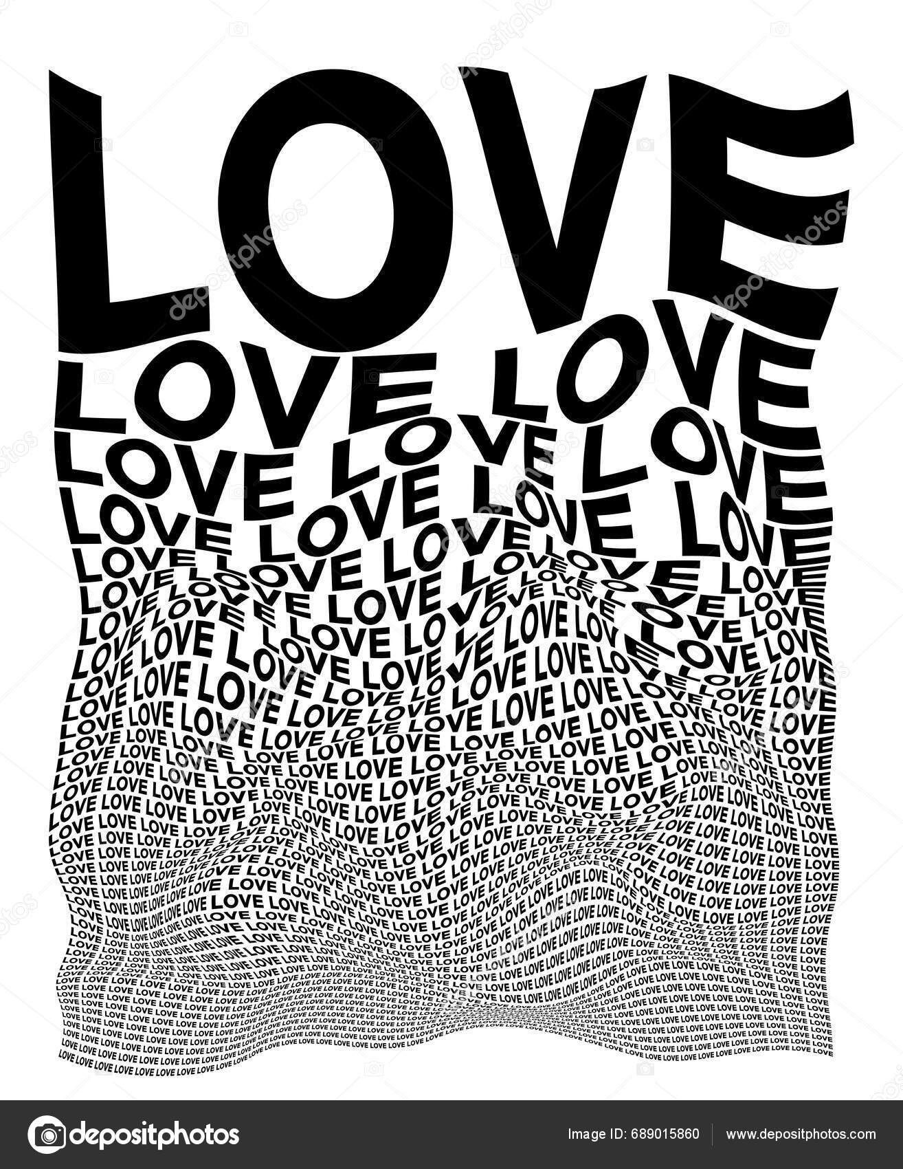 Black White Distorted Background Composed Love Decreasing Words Optical ...