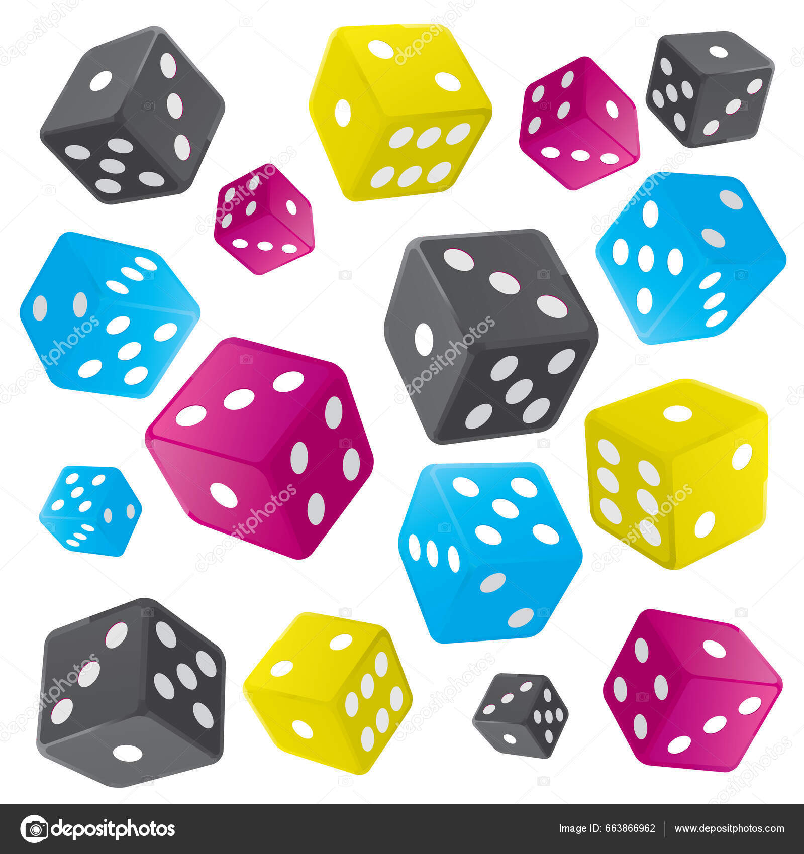 Dices Cmyk Colors Decorative Background Illustration Colorful Dice ...