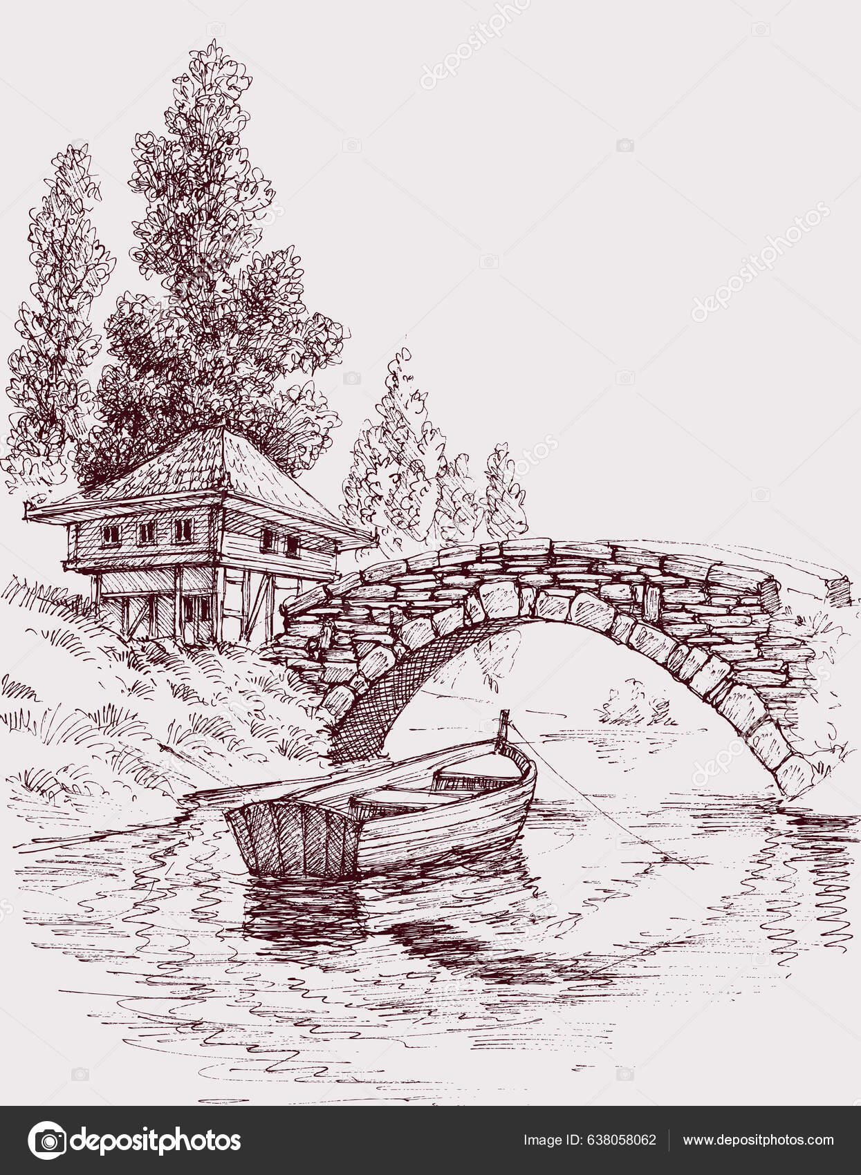 Stone Arch Bridge Drawing