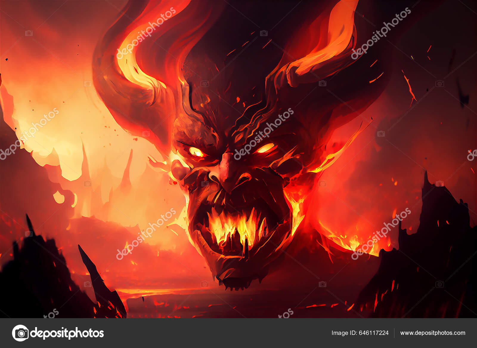 Demon Devil Flame Illustration Digital Art Design Stock Illustration by ...