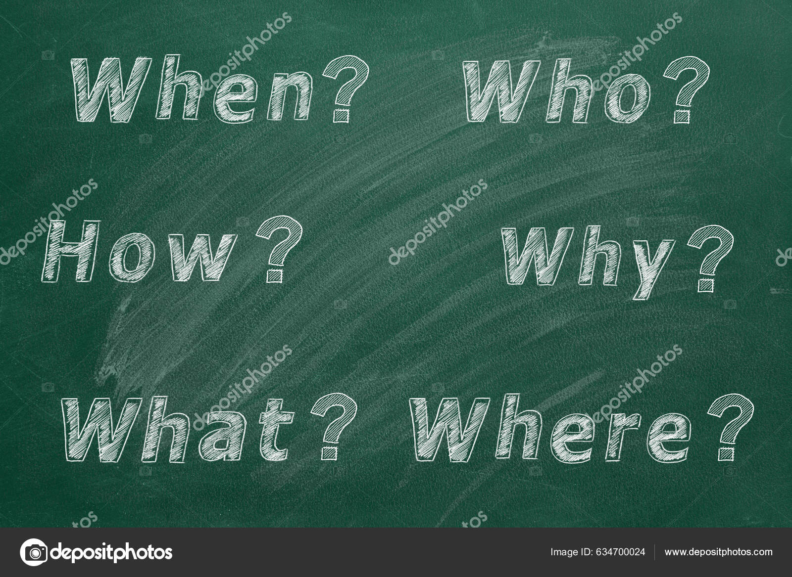 Six Most Common Questions Who What Why How Question Mark — Foto de ...