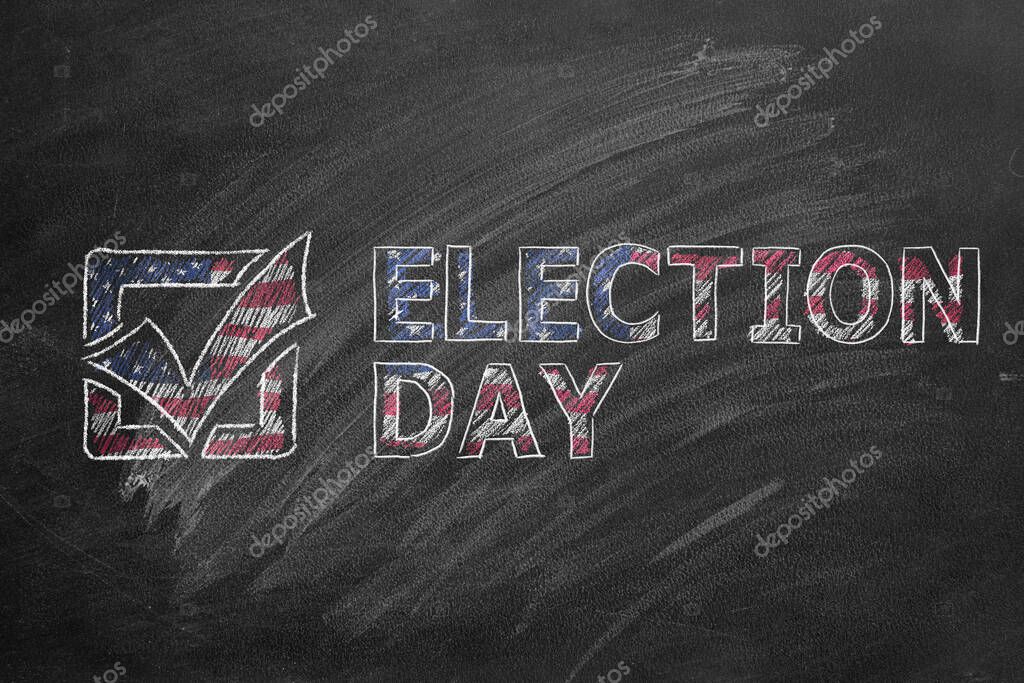 La inscripción DÍA DE ELECCIÓN En los colores de la bandera americana ...