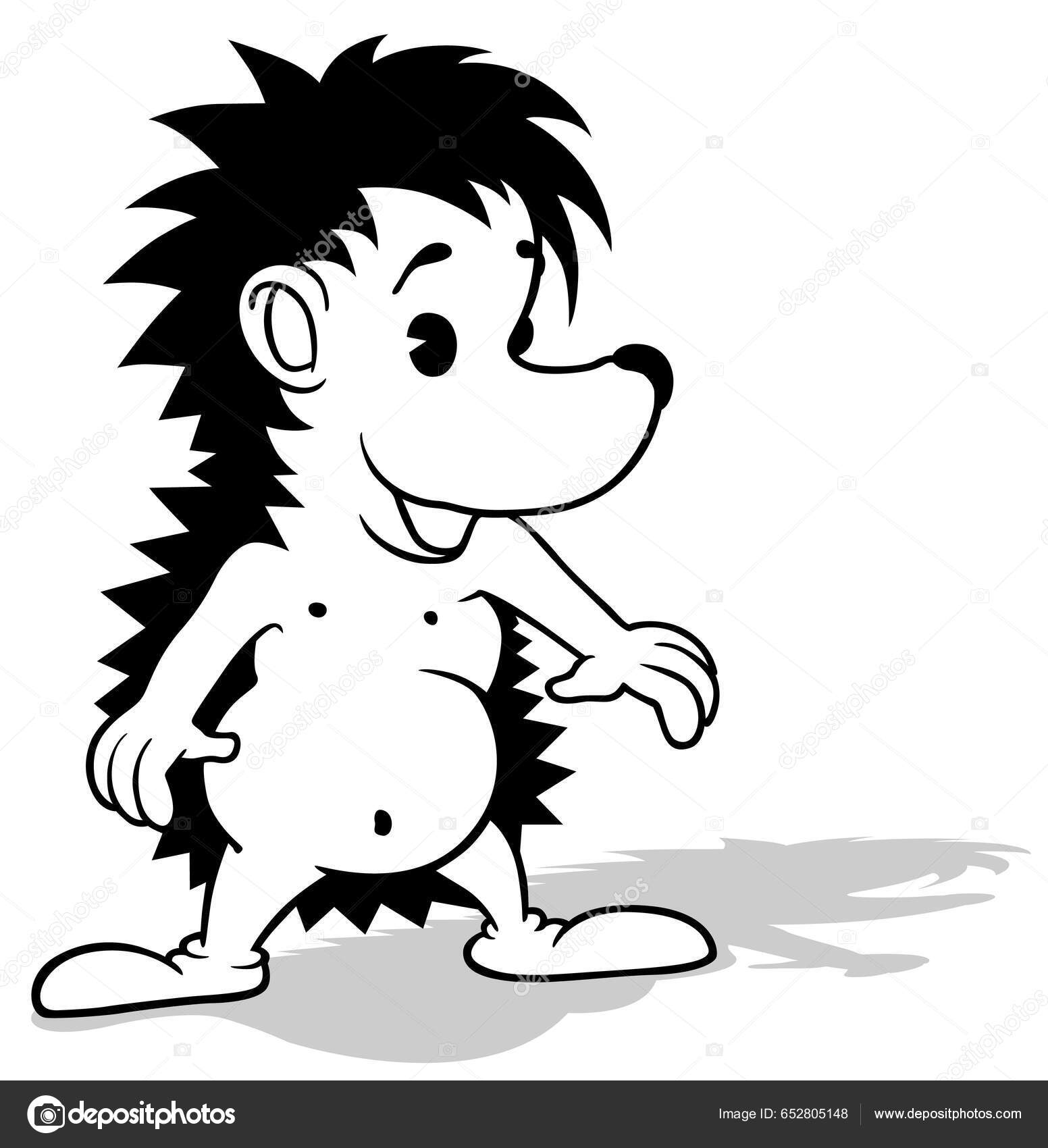 Desenul Unui Arici Drăguț Zâmbitor Din Vedere Frontală Ilustrație ...