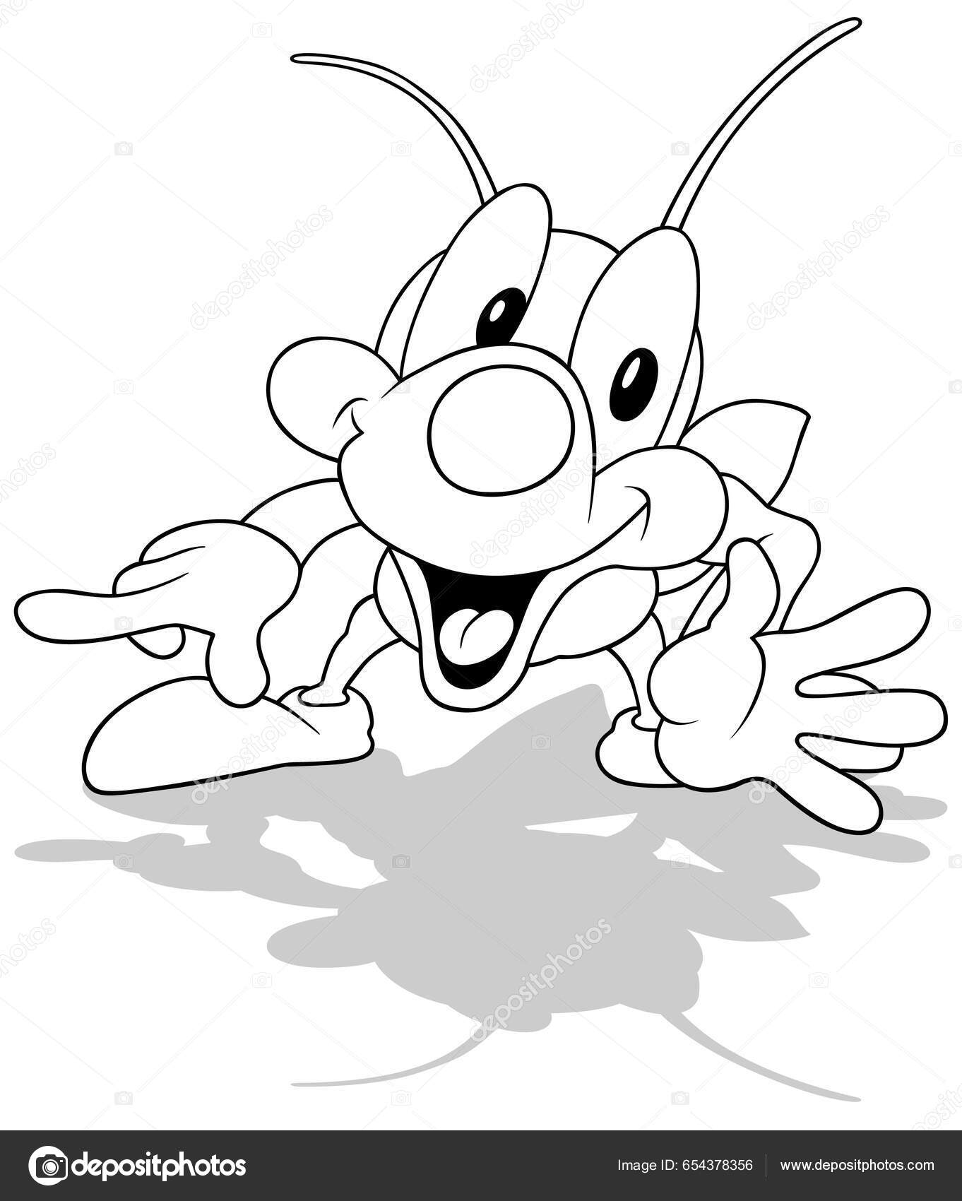 Desenho Besouro Bonito Sorrindo Apontando Seu Dedo Ilustração Dos ...
