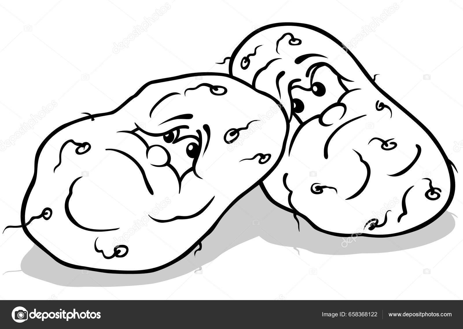 Potato Cartoon Black And White