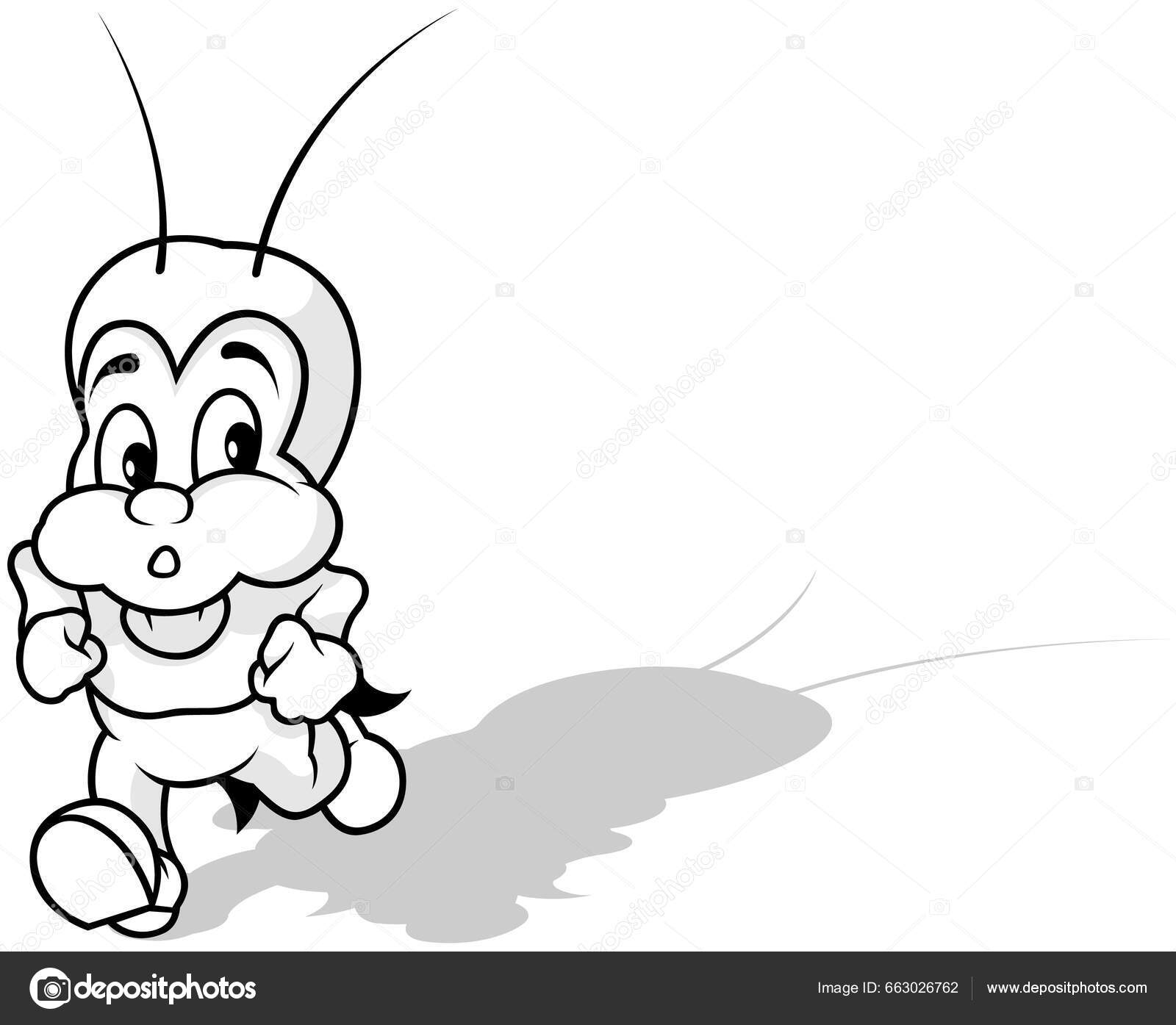 Dibujo Grillo Asustado Huyendo Ilustración Dibujos Animados Aislados ...