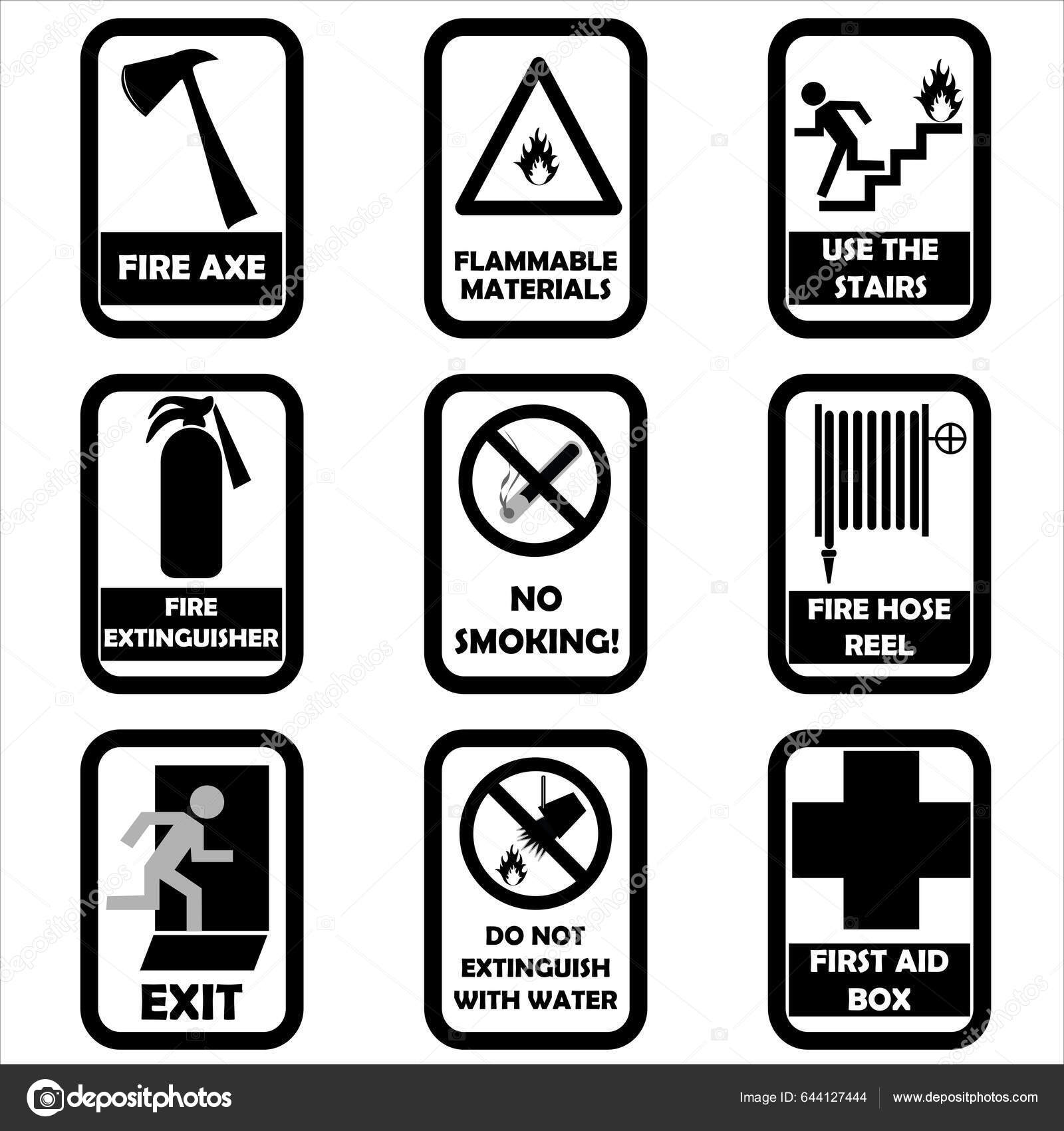 Set Fire Warning Signs Stock Vector by ©hibrida13 644127444