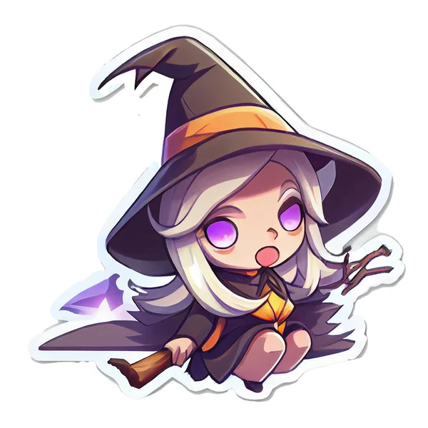 Halloween Witch Sticker Llustration White Background Stock Illustration ...